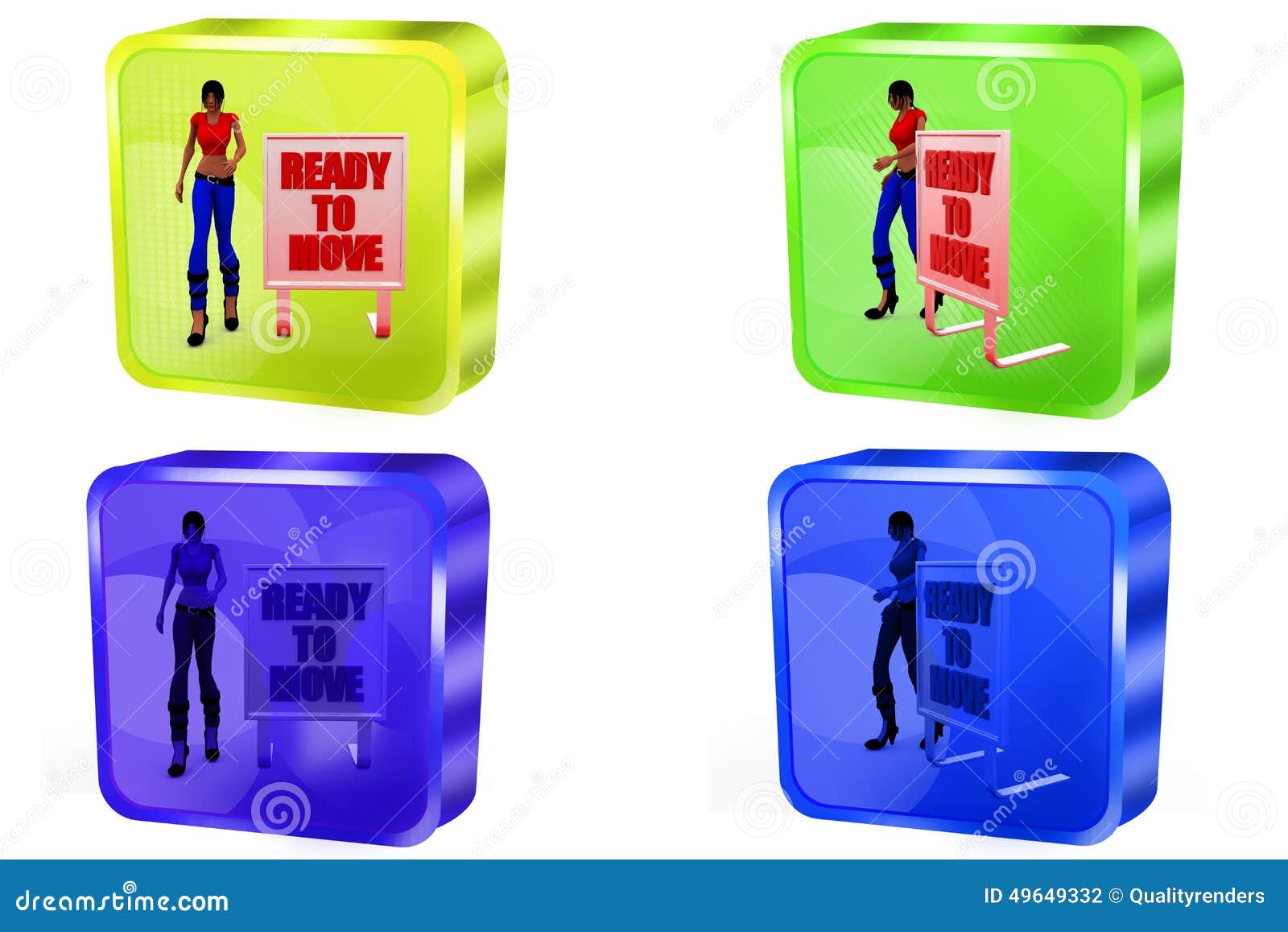 3d Woman Ready To Move Concept Stock Illustration - Illustration of ...