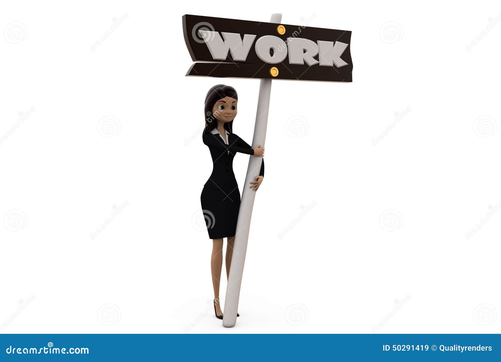 3d Woman with Work Sign Board Concept Stock Image - Image of idea ...