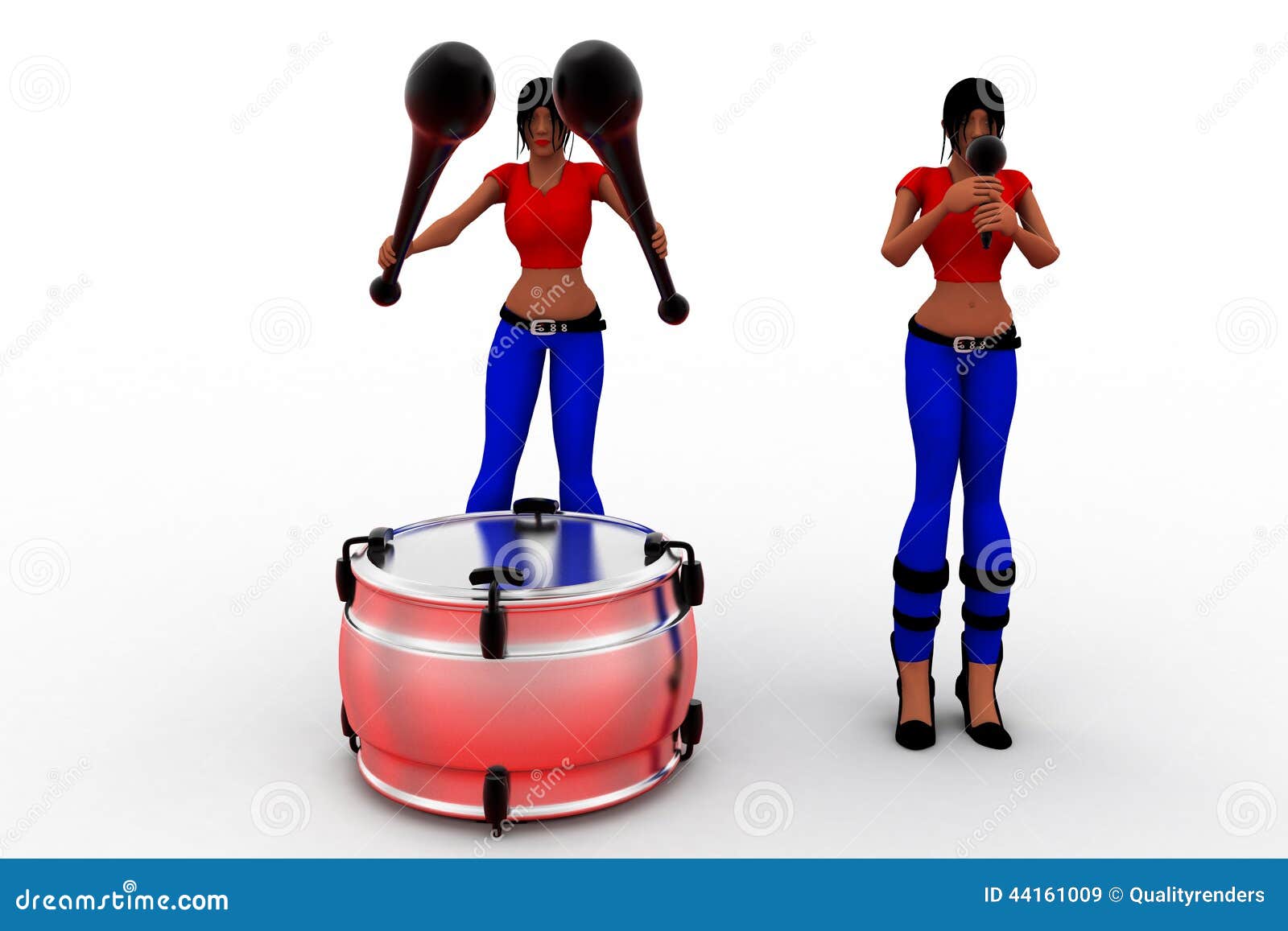 3d Women Beating Drums Stock Illustration Illustration Of Character
