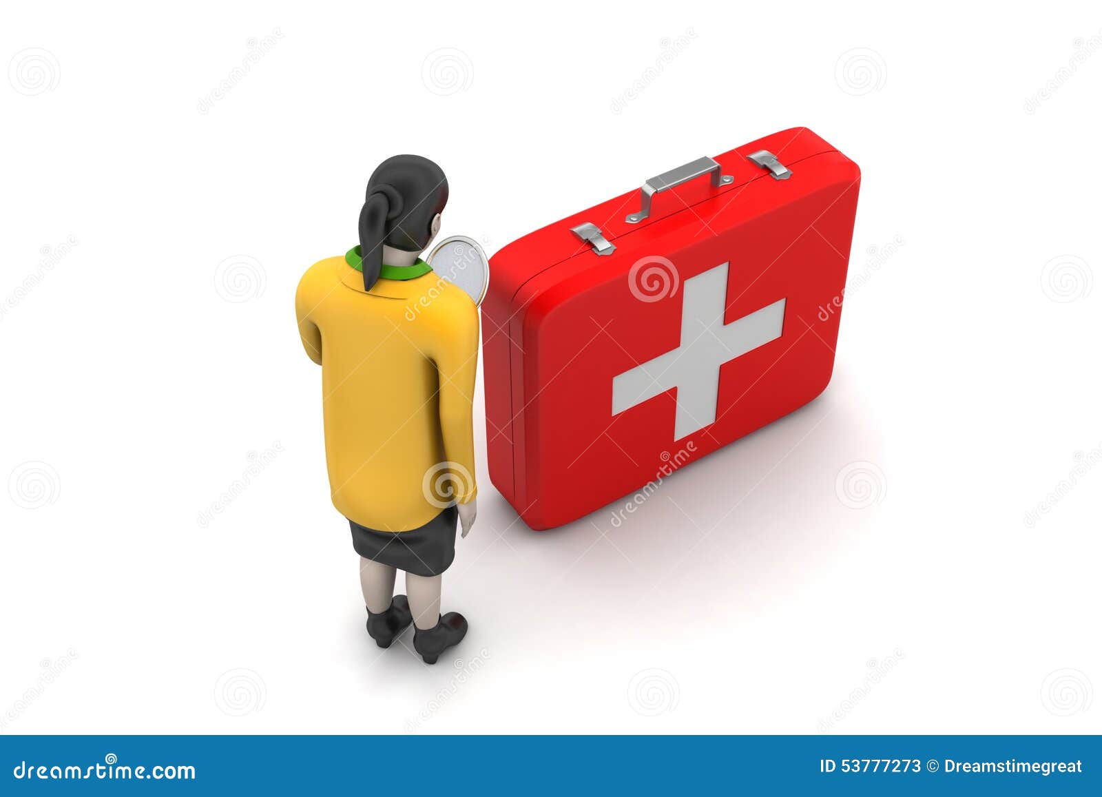 3d Women with First Aid Box Stock Illustration - Illustration of hand ...