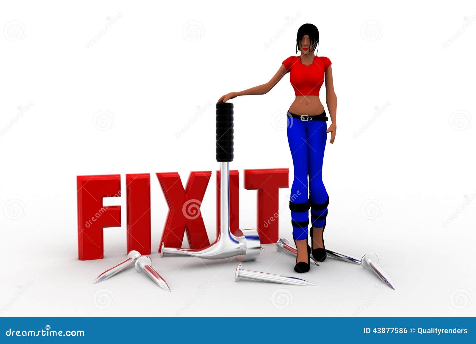 3d women Fix it stock illustration. Illustration of white - 43877586