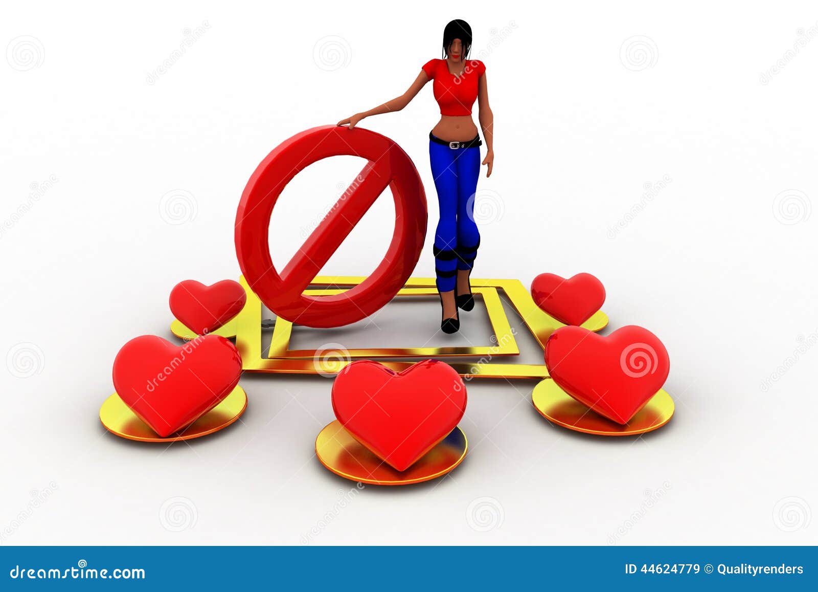 3d Women Love - Stop it Concept Stock Illustration - Illustration of ...