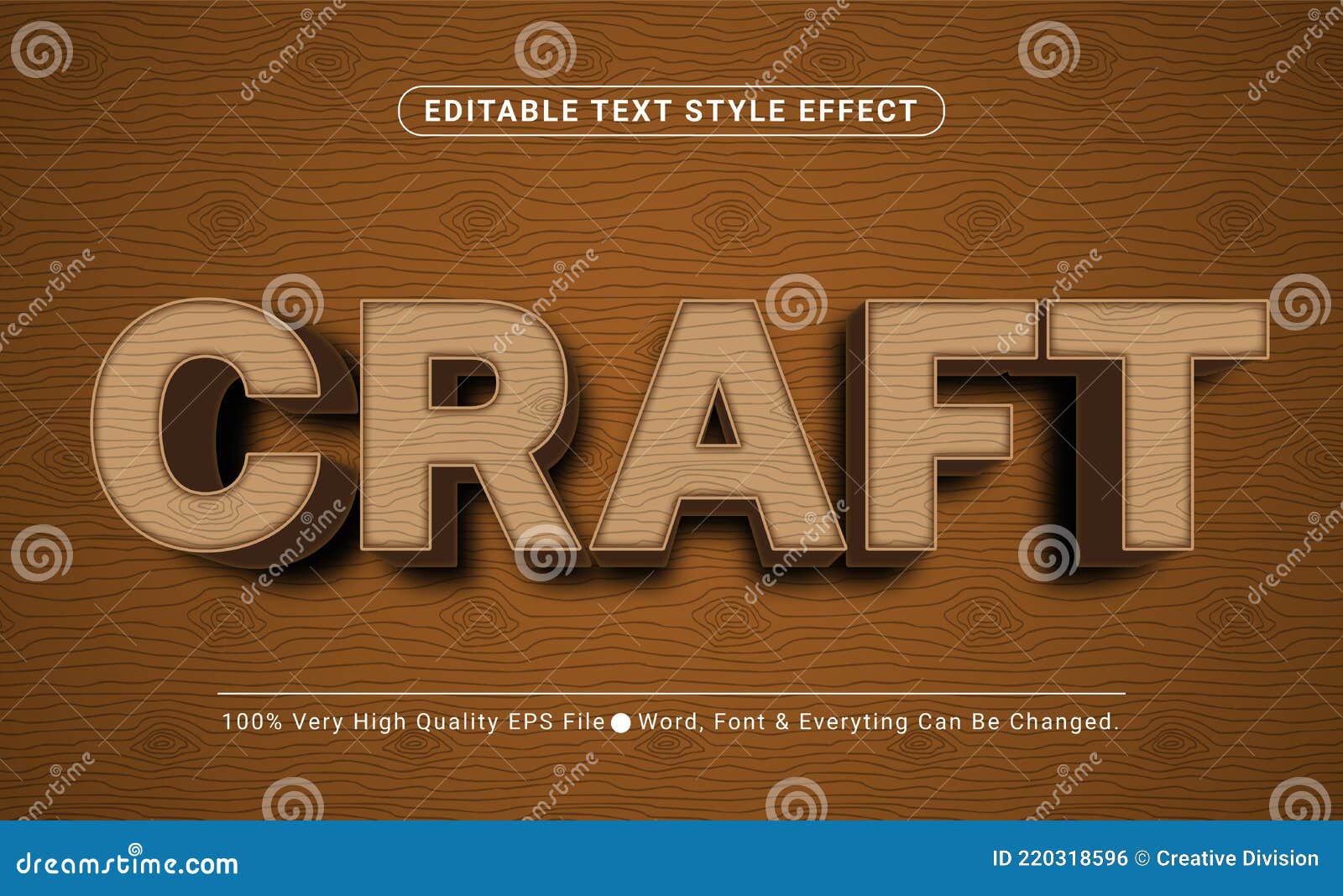 3d Wood Craft Text Style Effect, Editable Text Effect Stock Vector ...