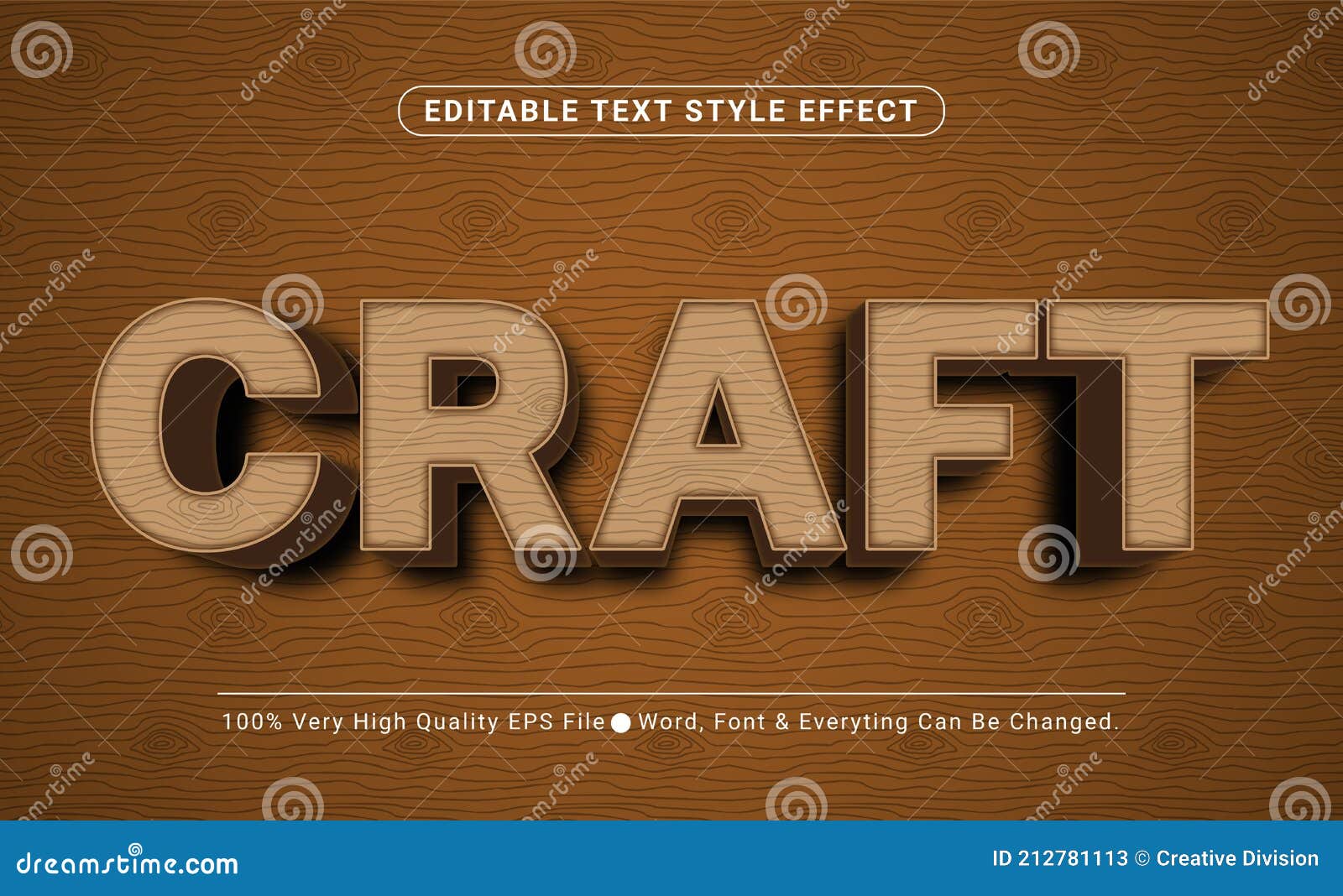 3d Wood Craft Text Style Effect, Editable Text Effect Stock Vector ...