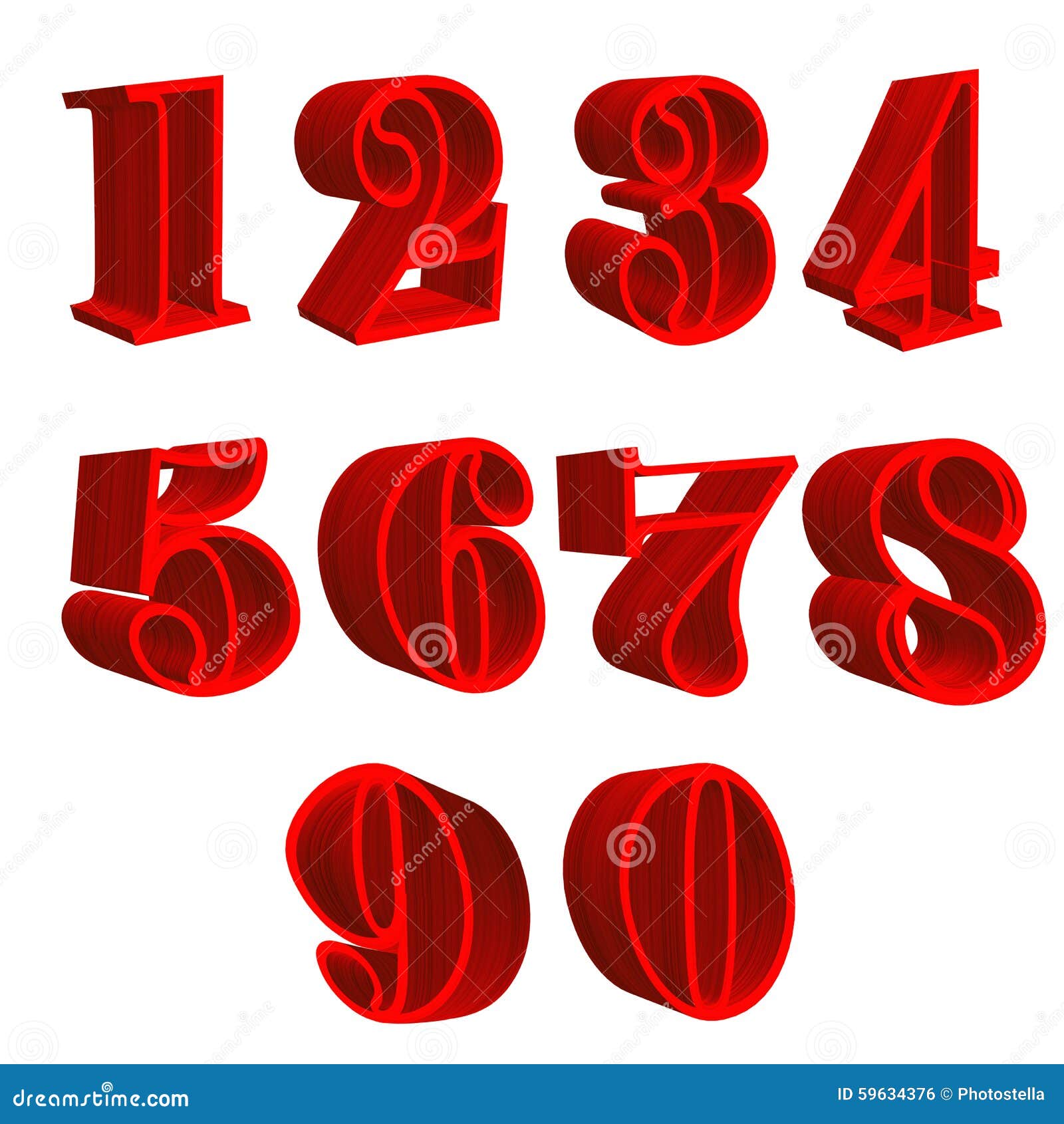 3D wooden red numbers stock illustration. Illustration of number - 59634376