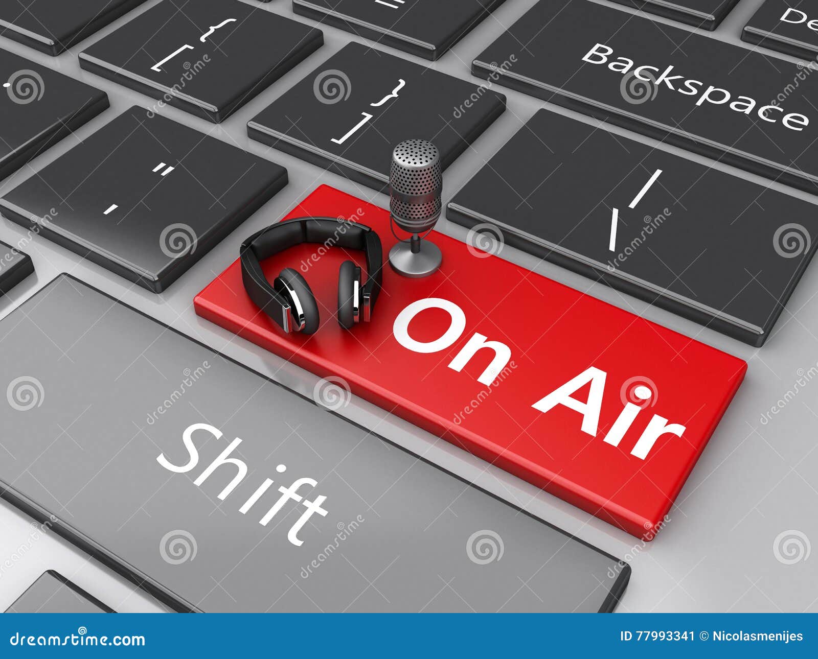 3d Word Air with a Mic and Headphones on Computer Keyboard. Stock ...