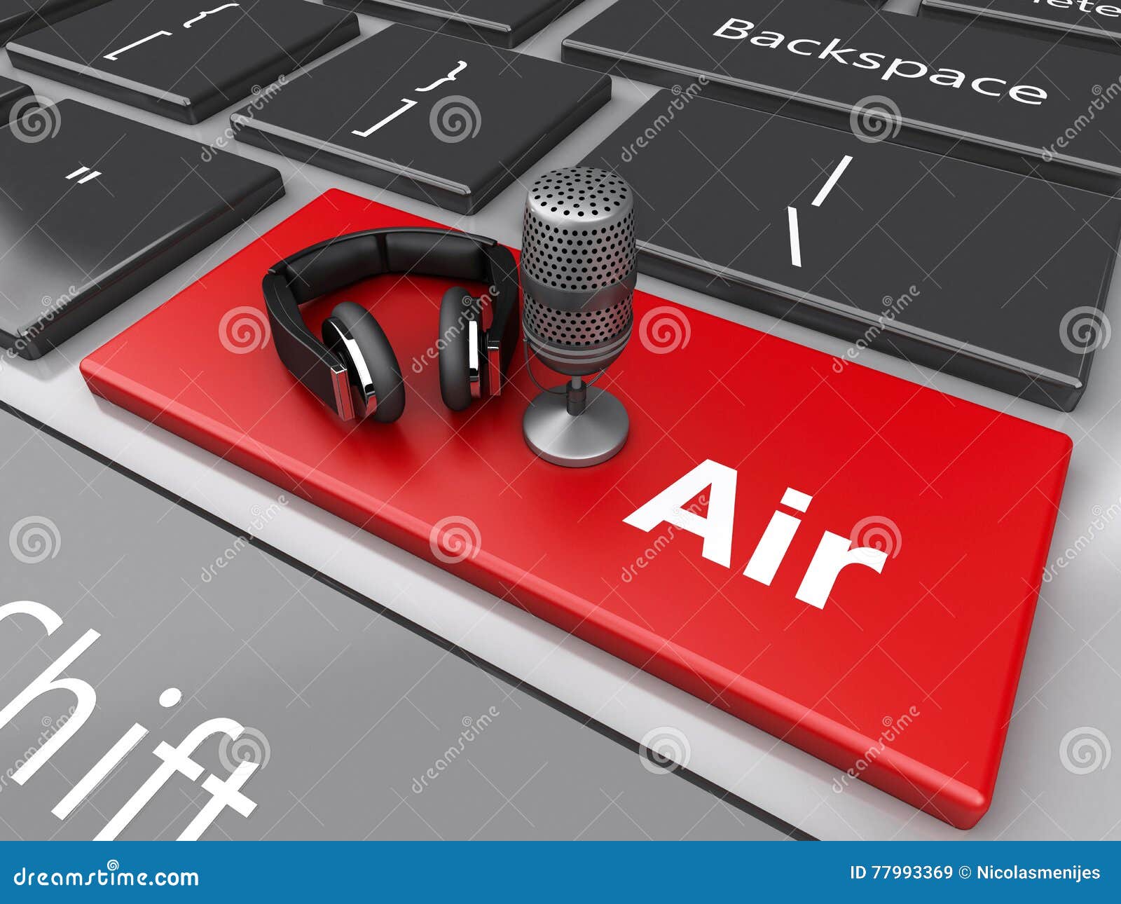 3d Word Air with a Mic and Headphones on Computer Keyboard. Stock ...