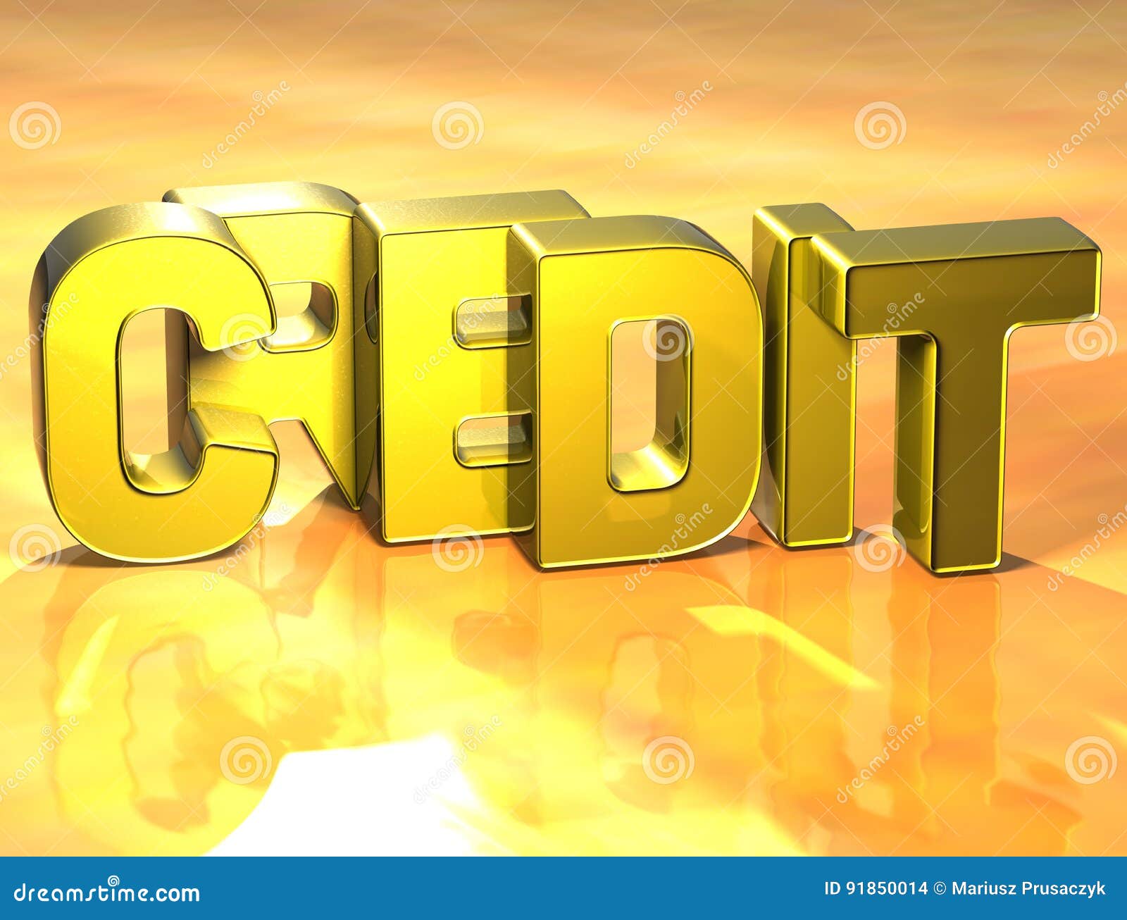3D Word Credit on Yellow Background Stock Illustration - Illustration ...