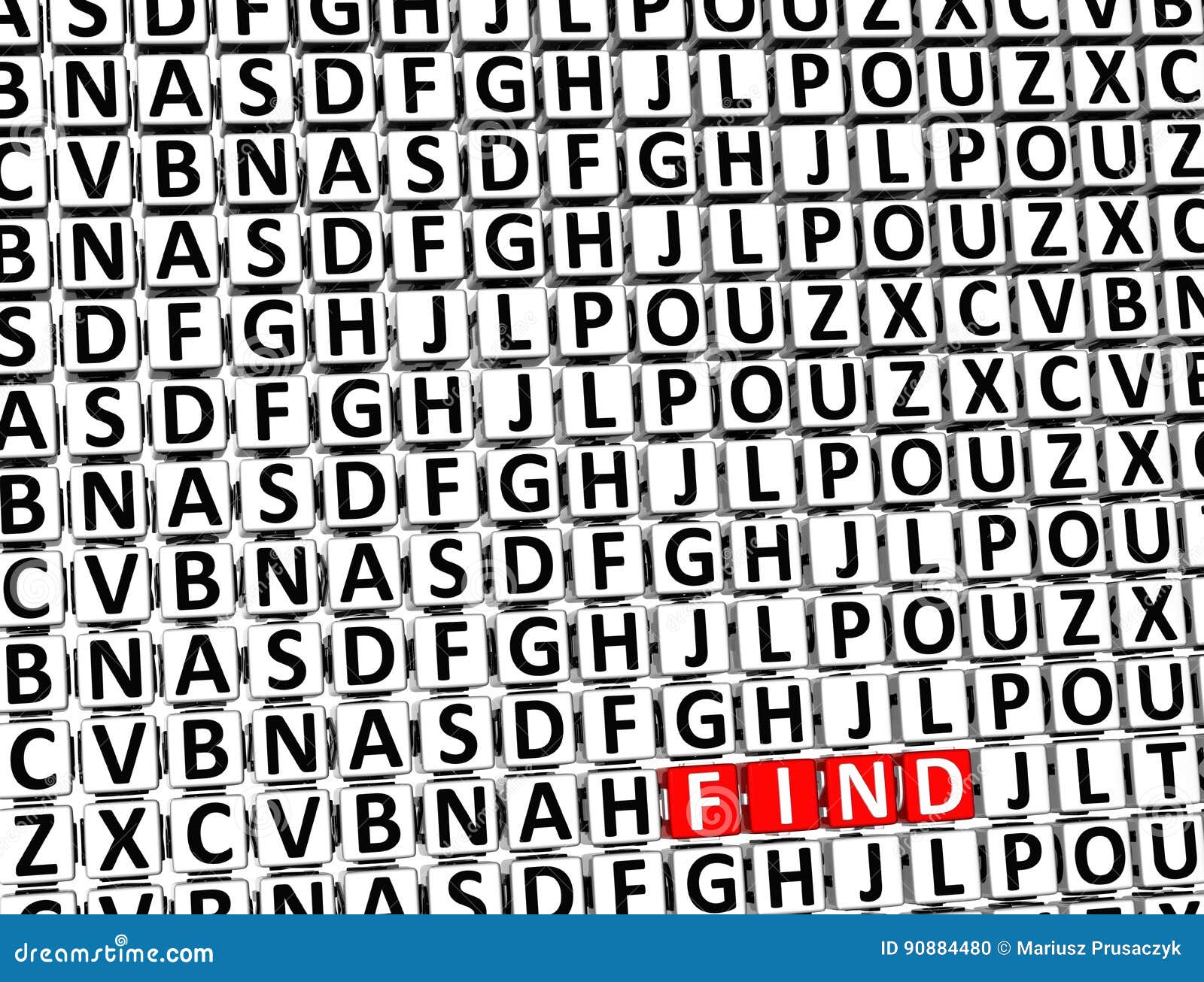 3D Word Find Inside Different Letters Blocks Stock Illustration ...