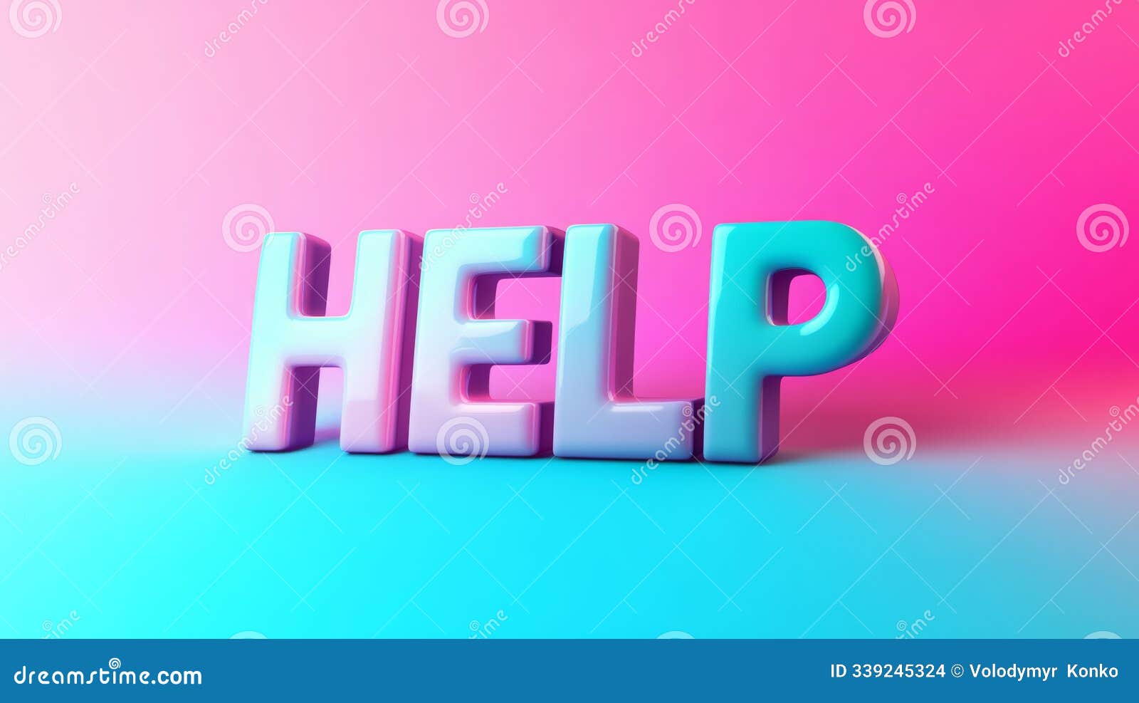 3d Word Help on Pink and Blue Gradient Background. Emergency and ...