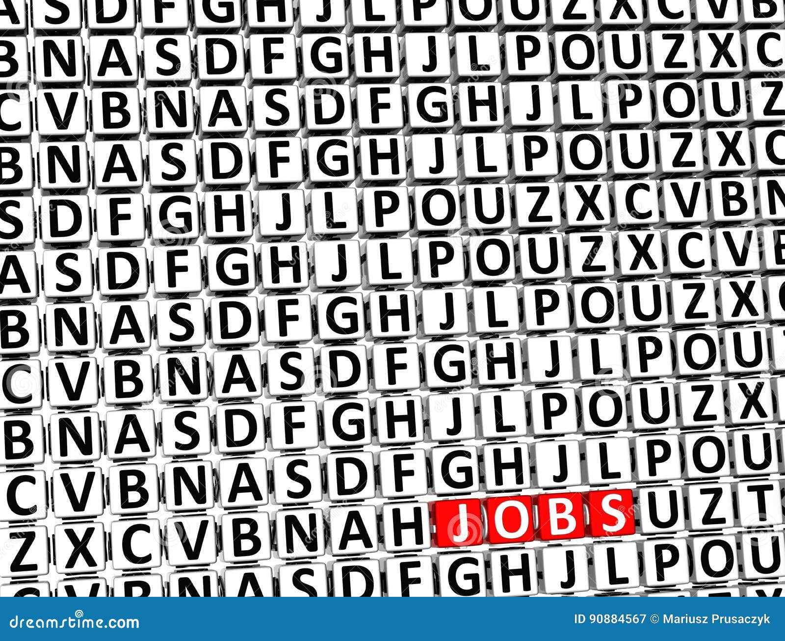 3D Word Jobs Inside Different Letters Blocks Stock Illustration ...