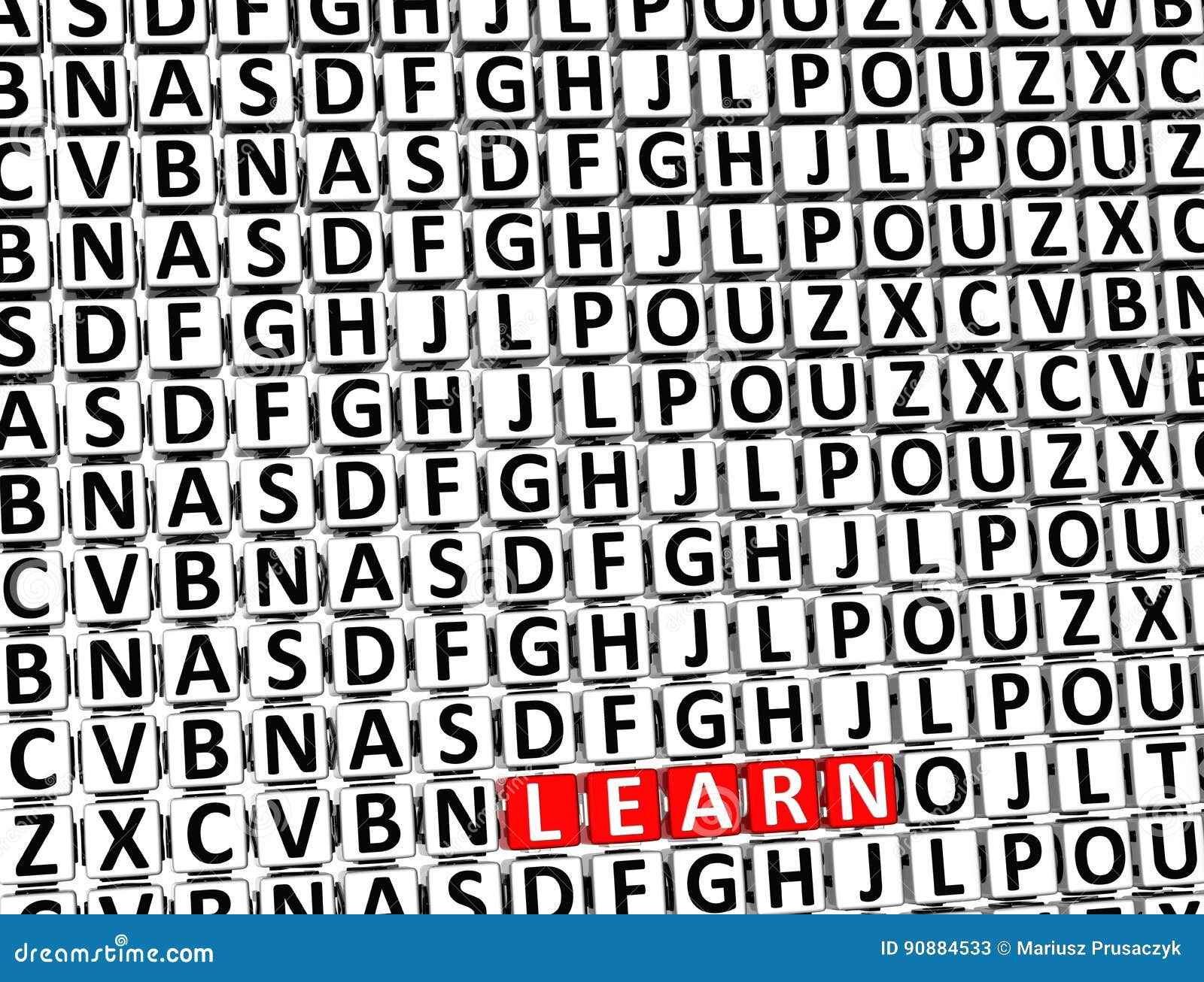 3D Word Learn Inside Different Letters Blocks Stock Illustration ...