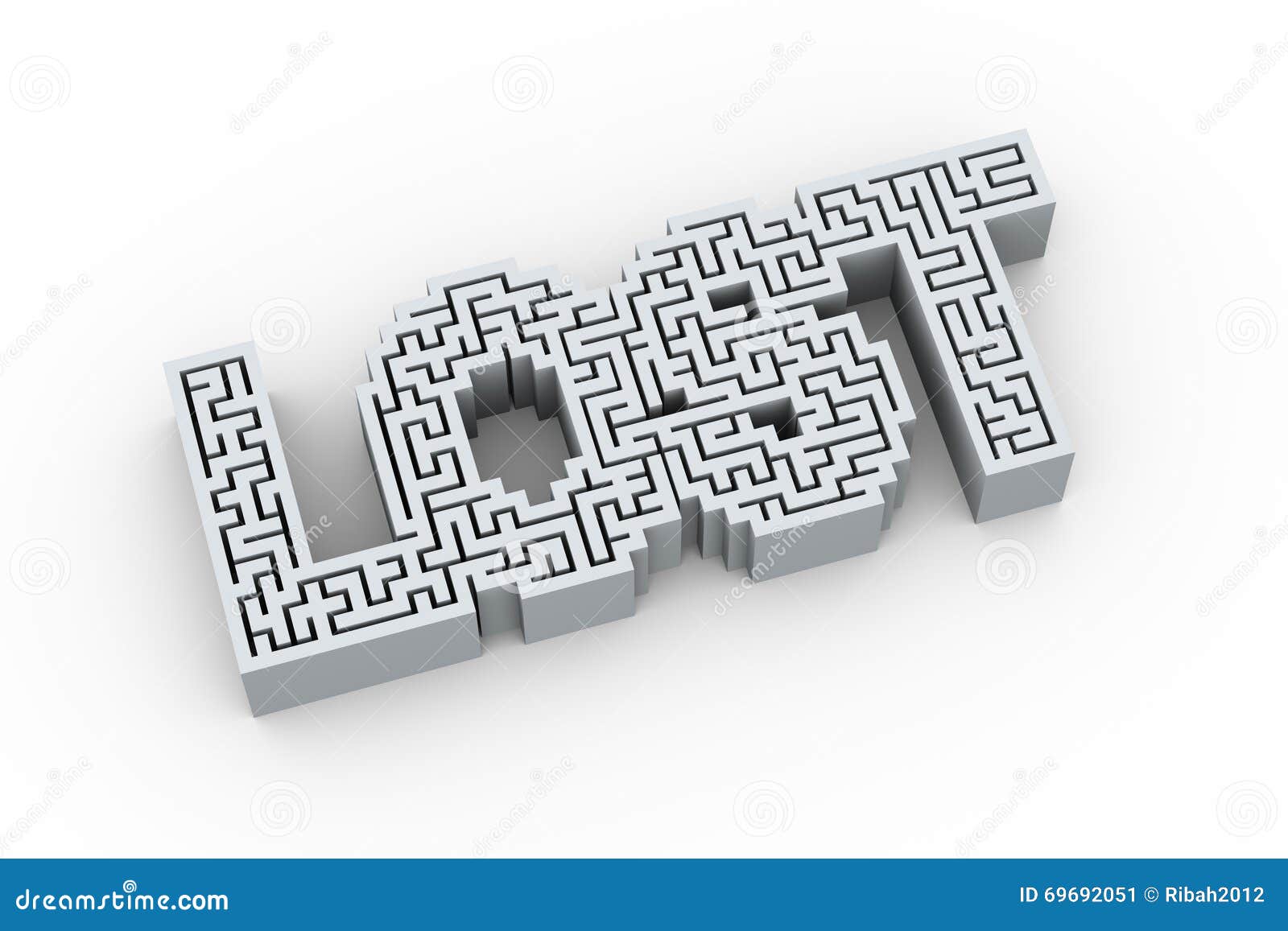 3d Word Lost in Labyrinth Maze Puzzle Design Stock Illustration ...