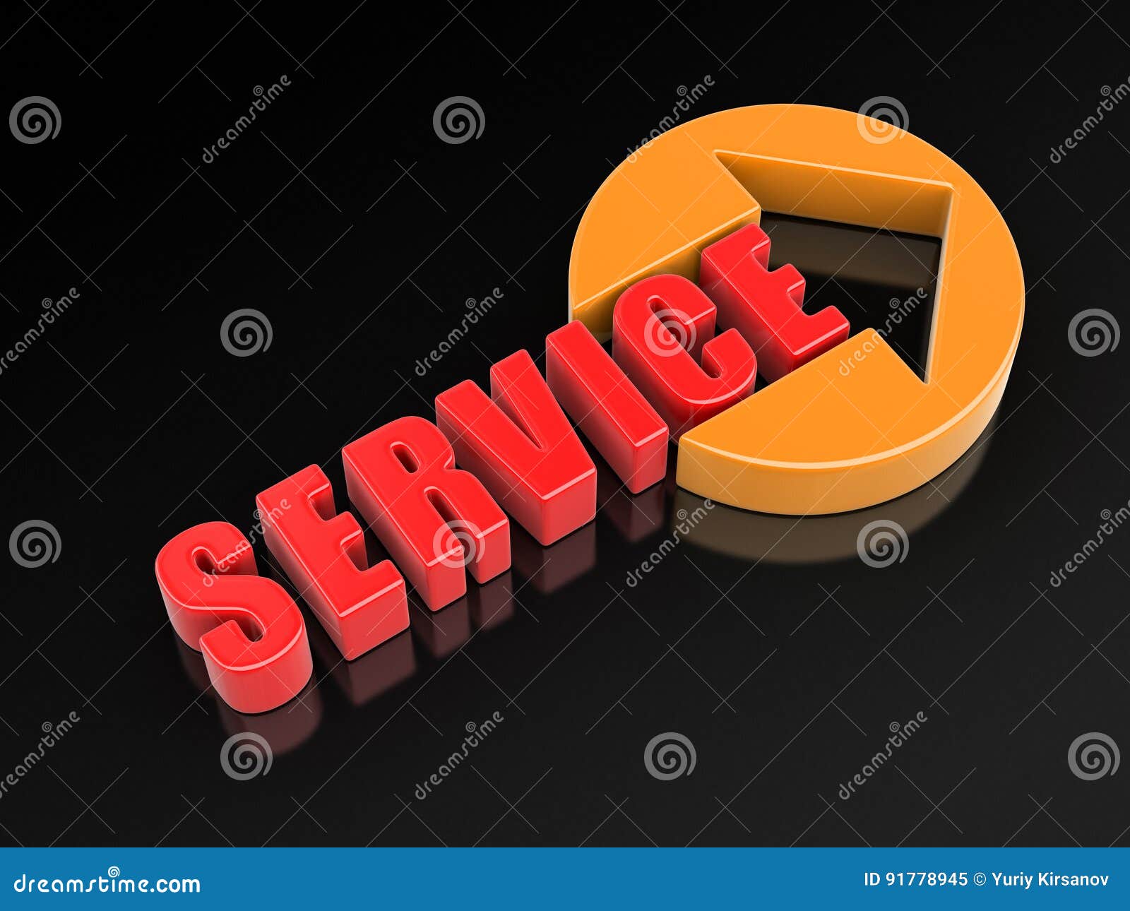Word Service With Thumb Vector. Flat Vector Illustration On White ...