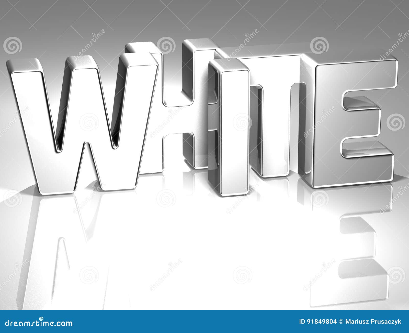 3D Word White with Mirror on Background Stock Illustration ...