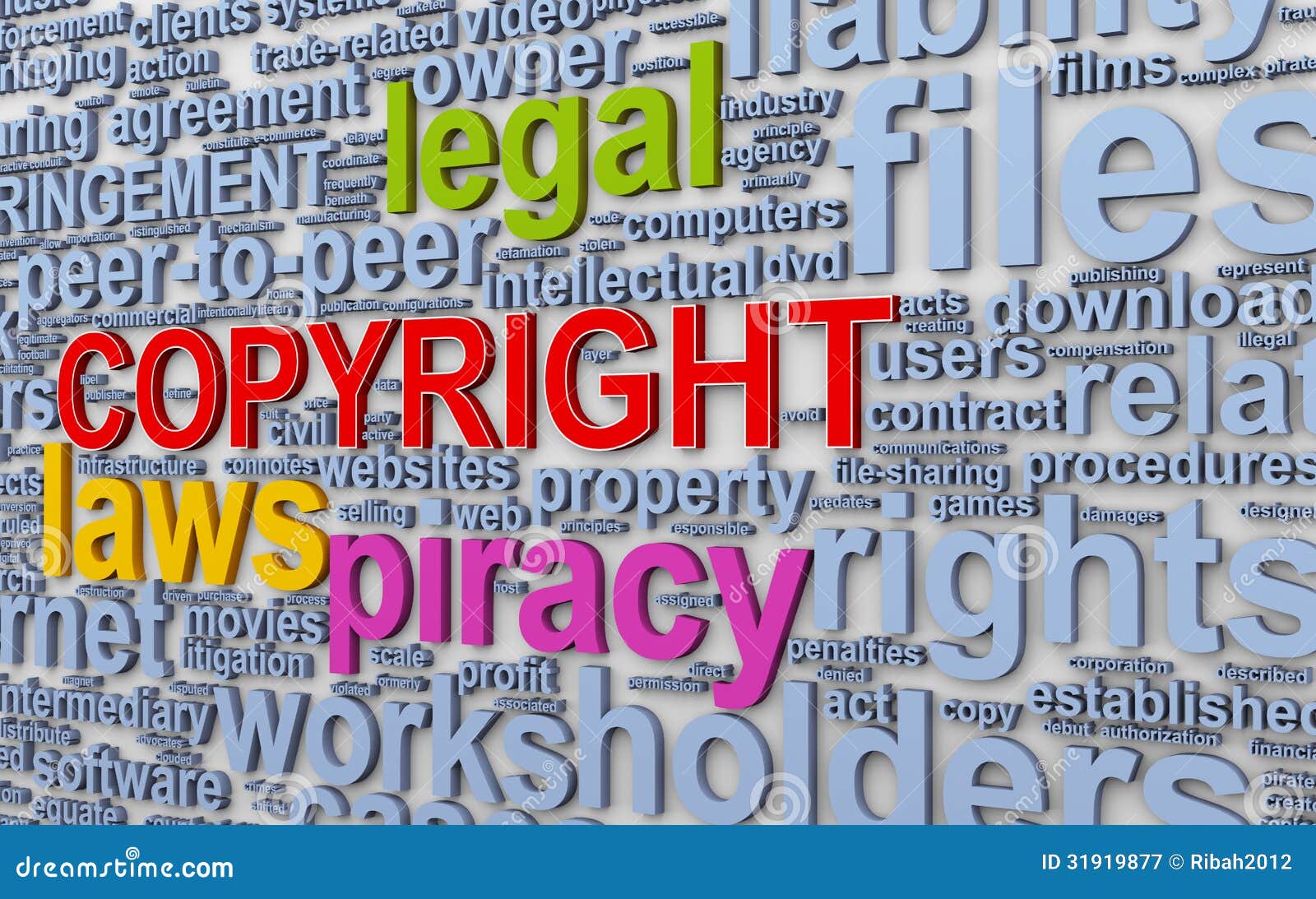 3d Wordcloud Words Tags of Copyright Stock Illustration - Illustration ...