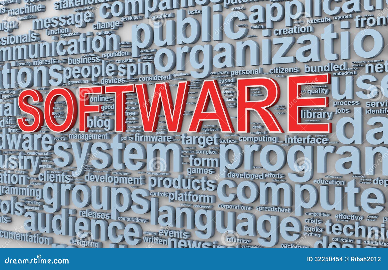 3d Wordcloud Words Tags of Software Stock Illustration - Illustration ...
