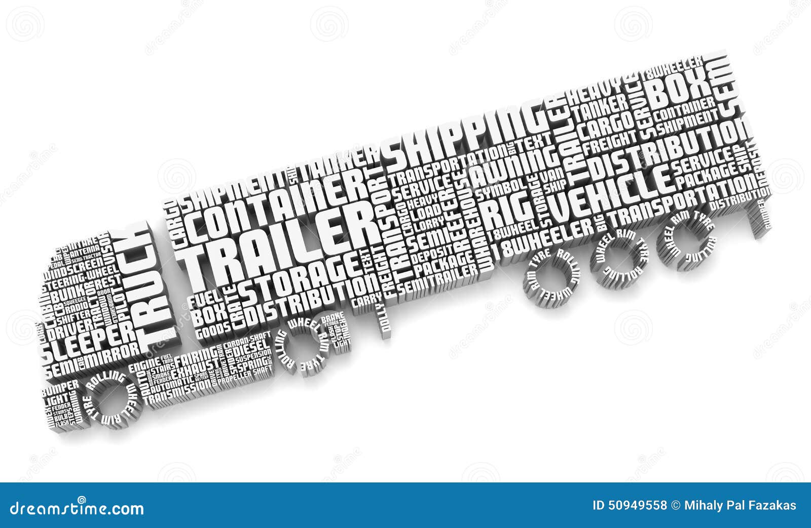 3d Words Shaping a Truck with Trailer Stock Illustration - Illustration ...
