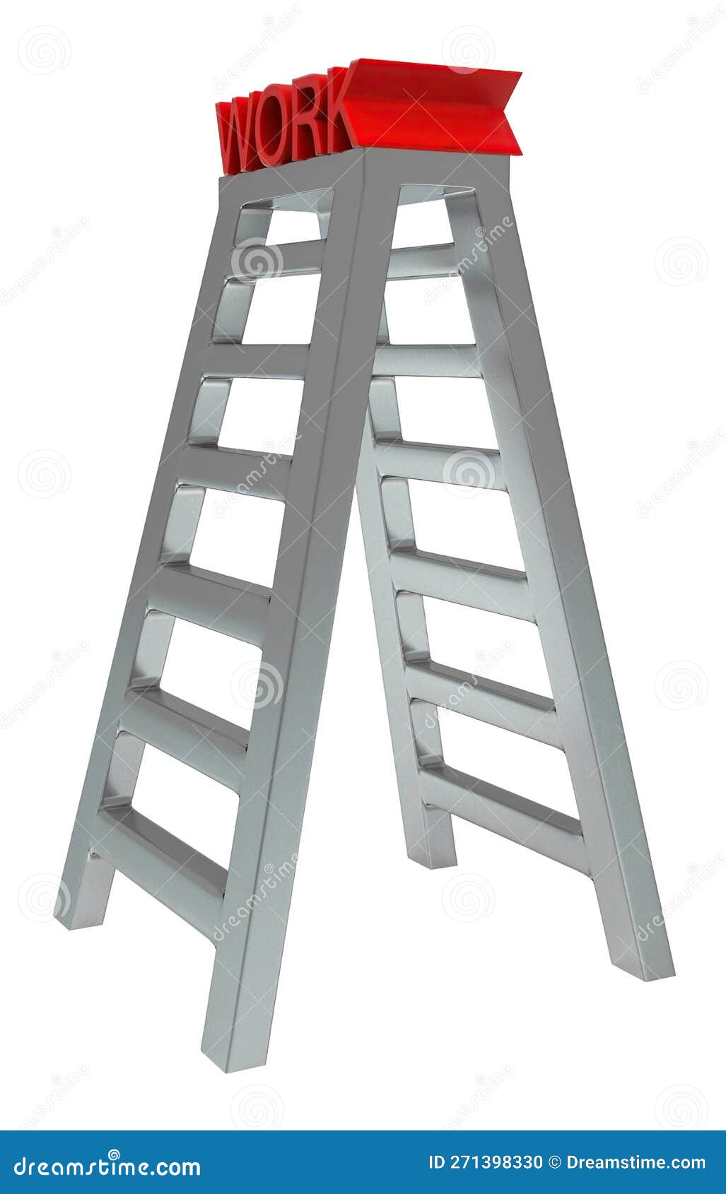 3d Work Text on Movable Ladder Concept Stock Illustration ...