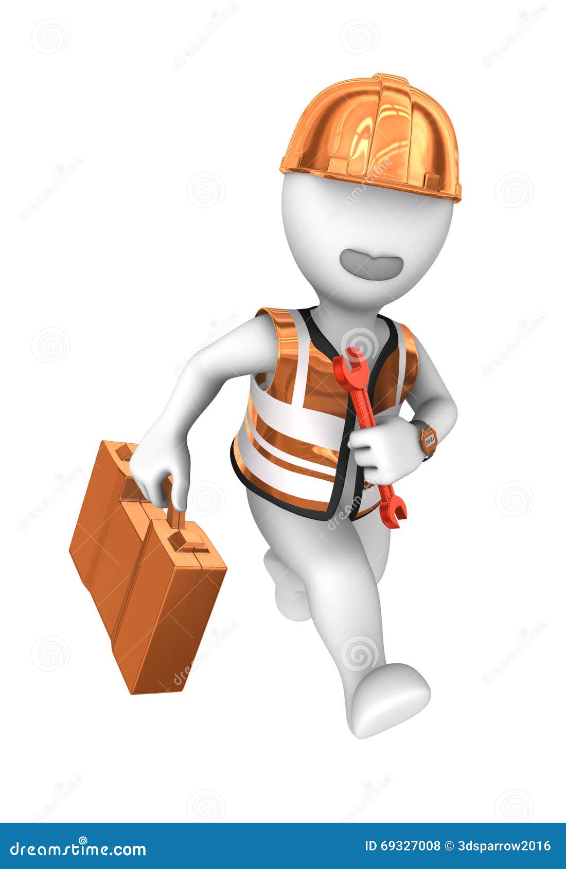 3d worker with wrench stock illustration. Illustration of human - 69327008