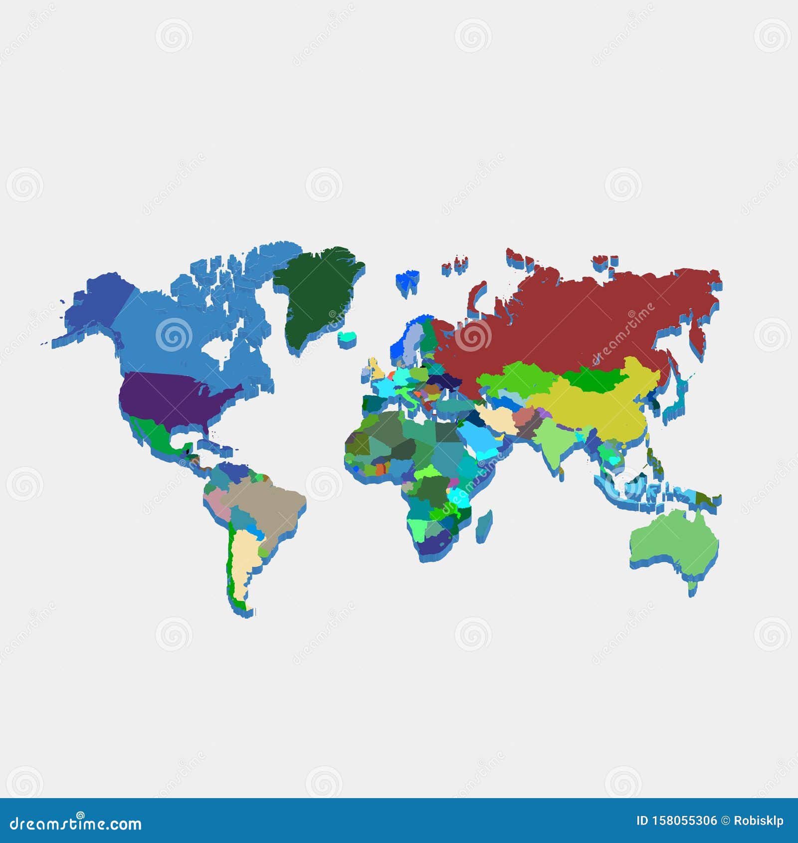 3d World Colorful Map stock vector. Illustration of geography - 158055306