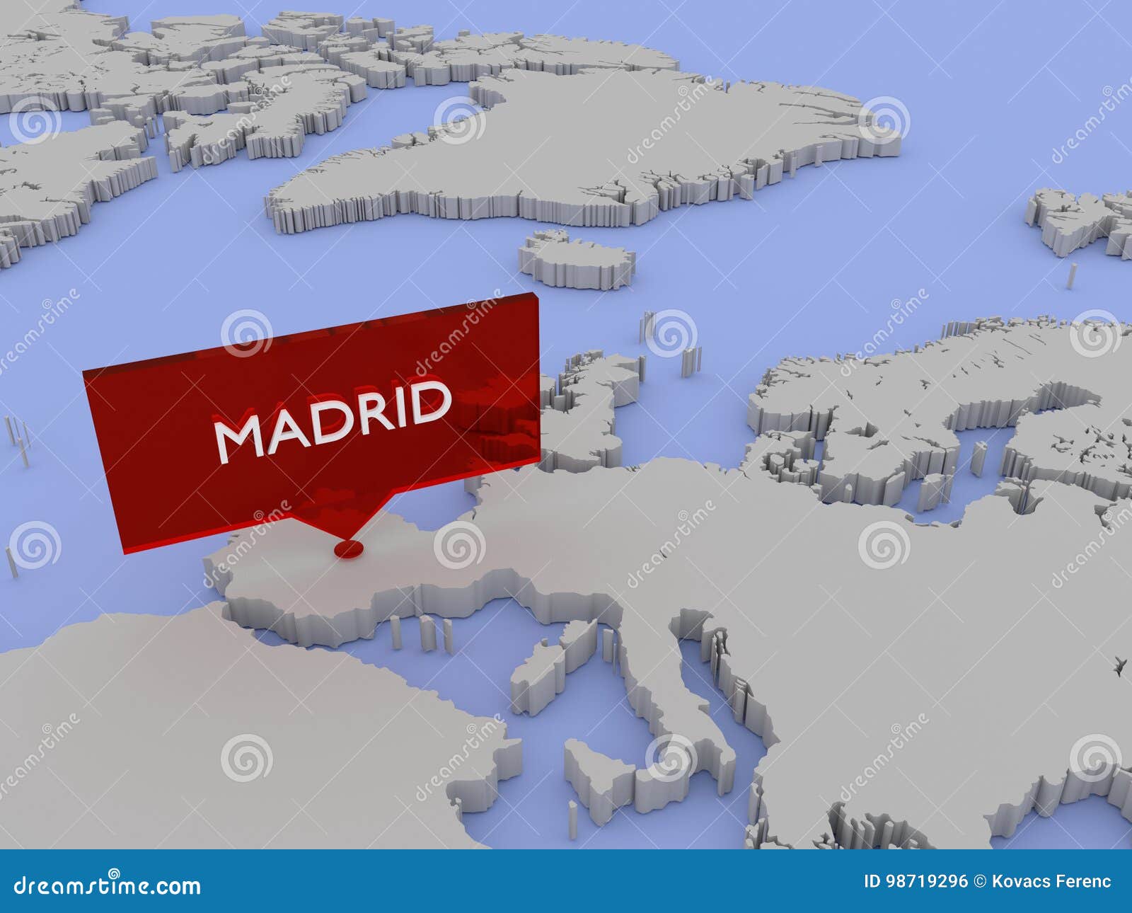 3d World Map Illustration - Madrid Stock Illustration - Illustration of ...