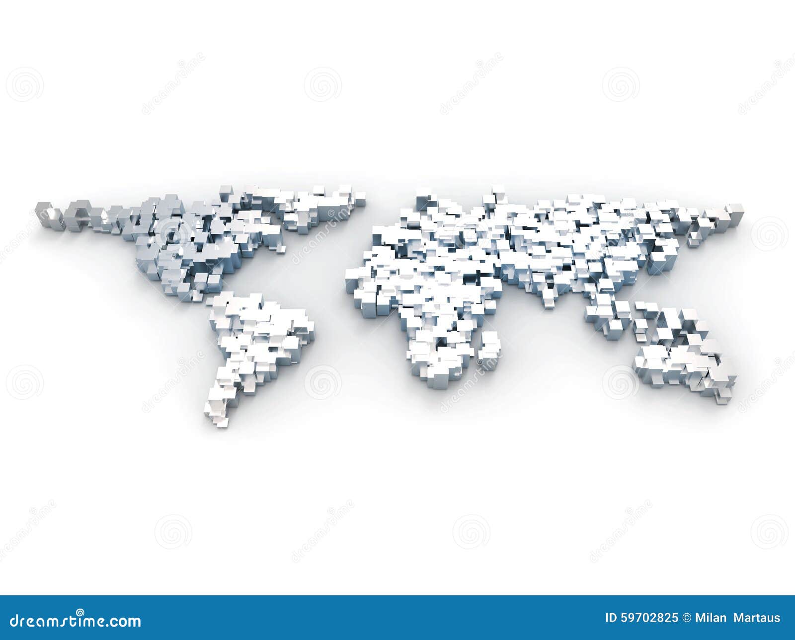 3d World Map Made Out of Blocks Stock Illustration - Illustration of ...