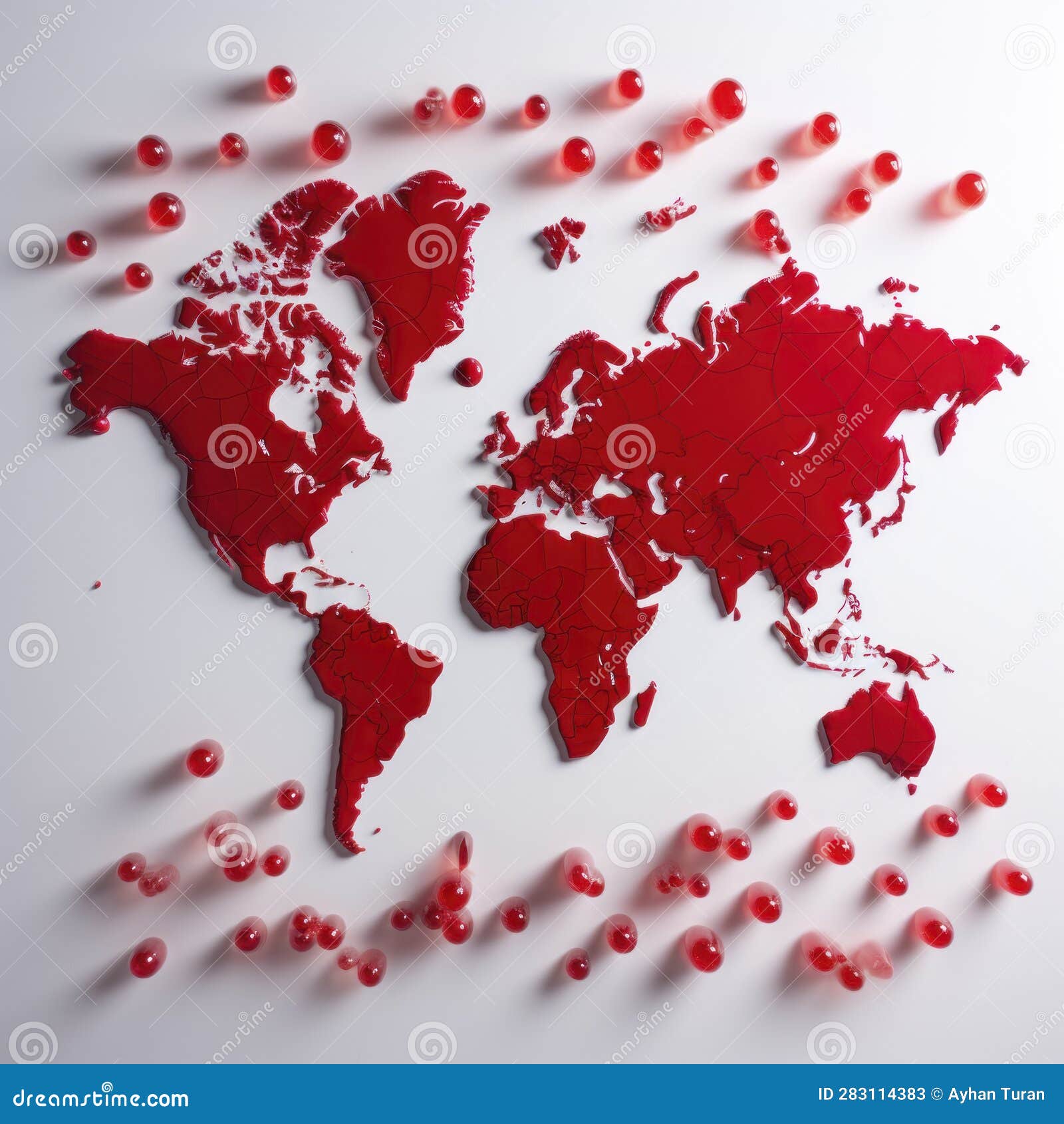 3d world map and red drops stock illustration. Illustration of planet ...