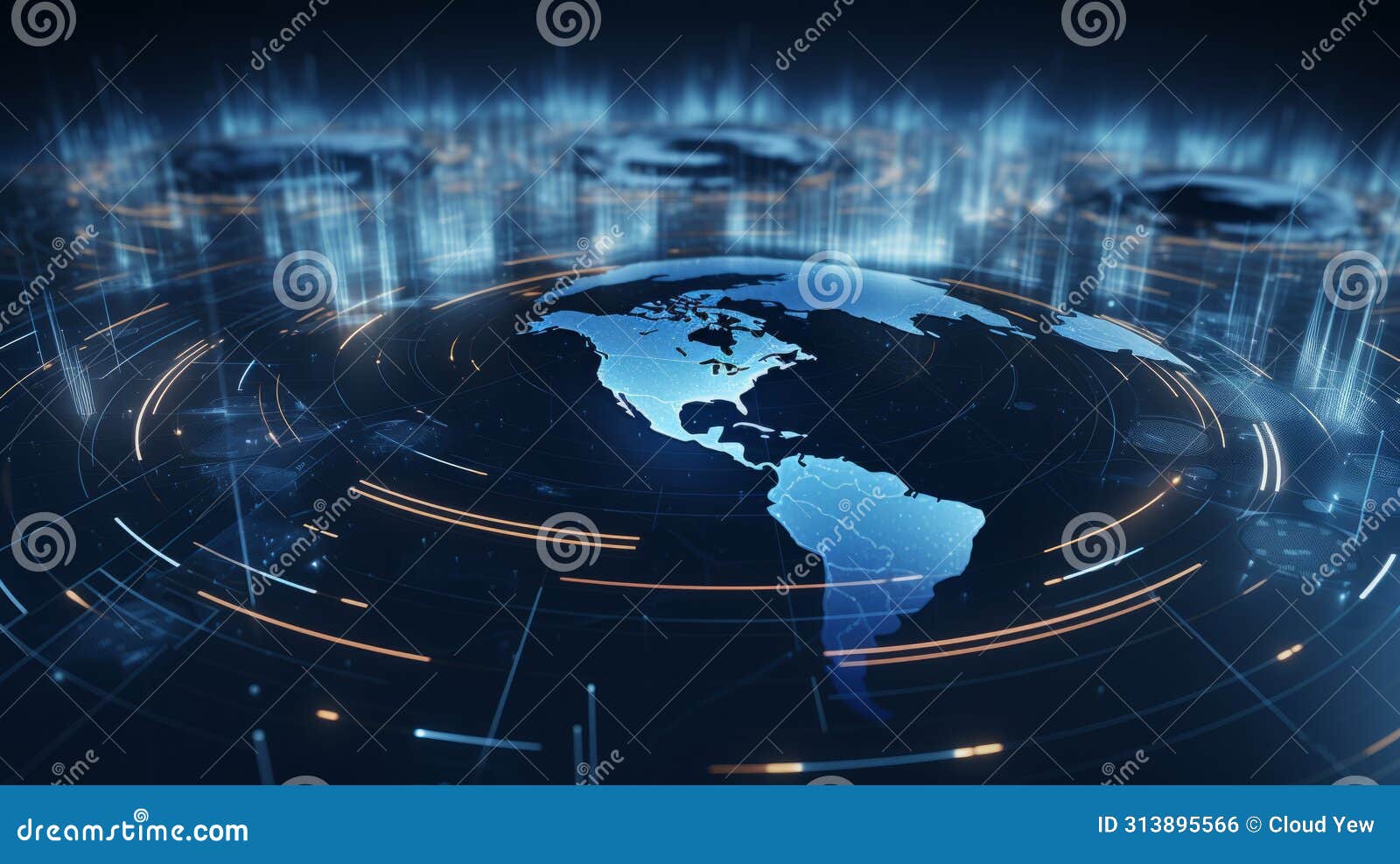 A 3d World Map Rendering for a Futuristic Look Stock Illustration ...