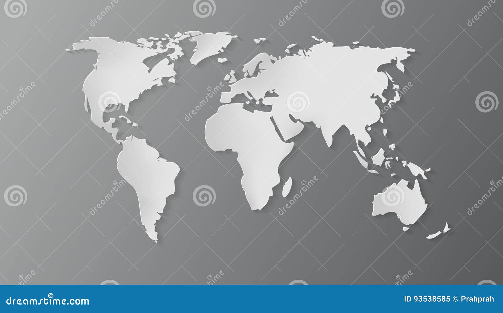 3D World Map with Shadow stock illustration. Illustration of digitally ...