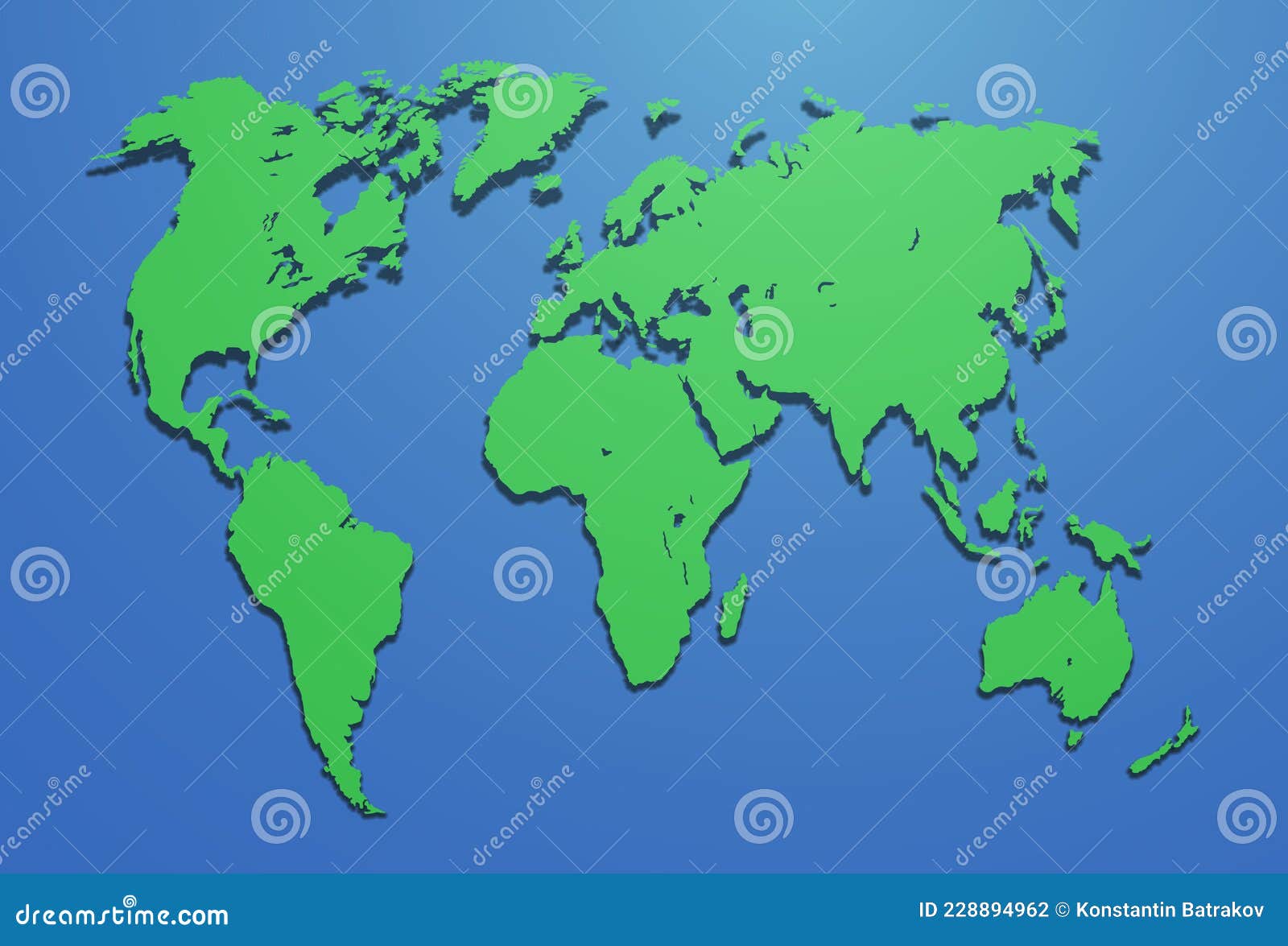 3d World Map with Shadow and Light. Stock Vector - Illustration of ...