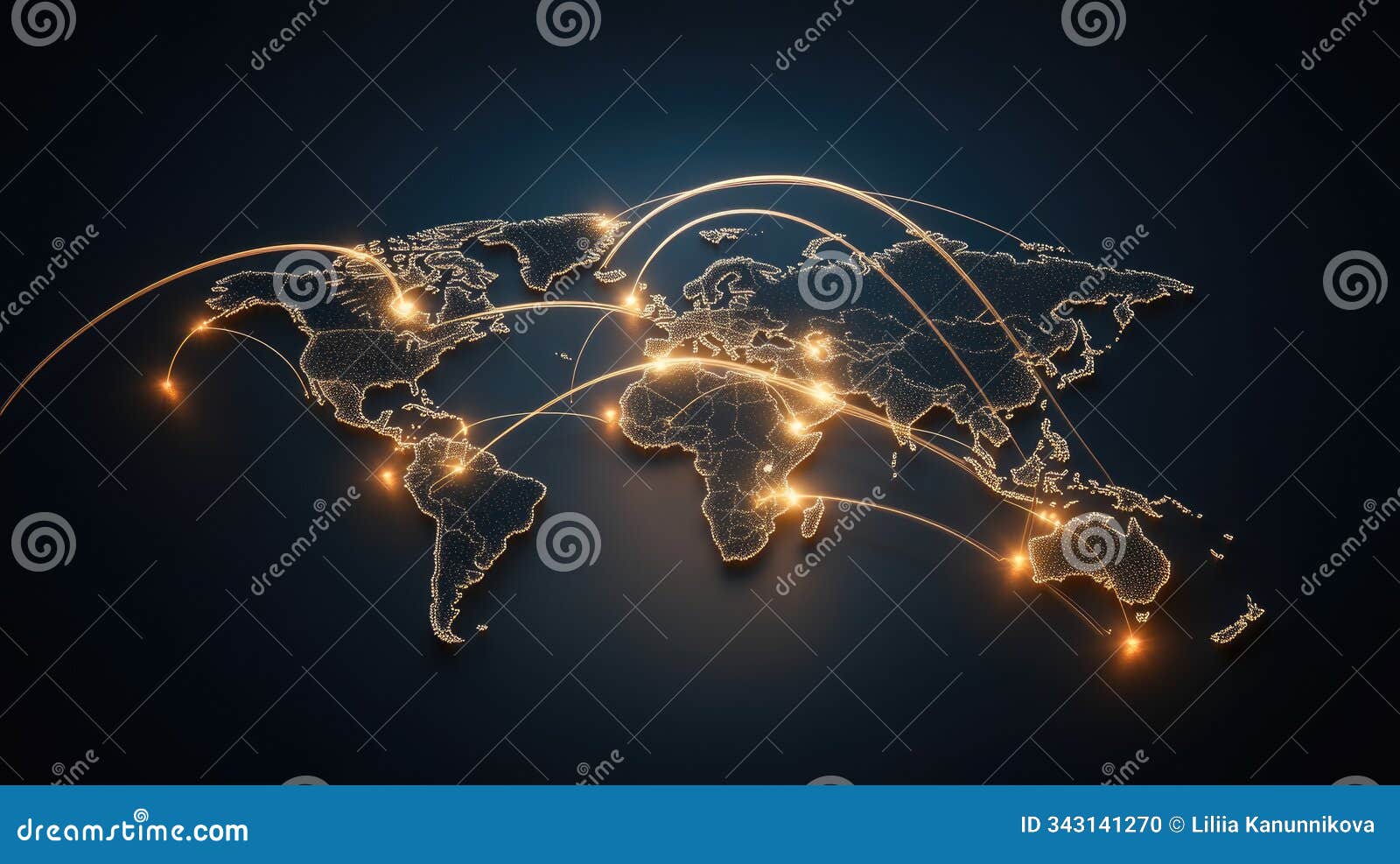 This 3D World Map Showcases Vibrant Orange Connections Linking ...