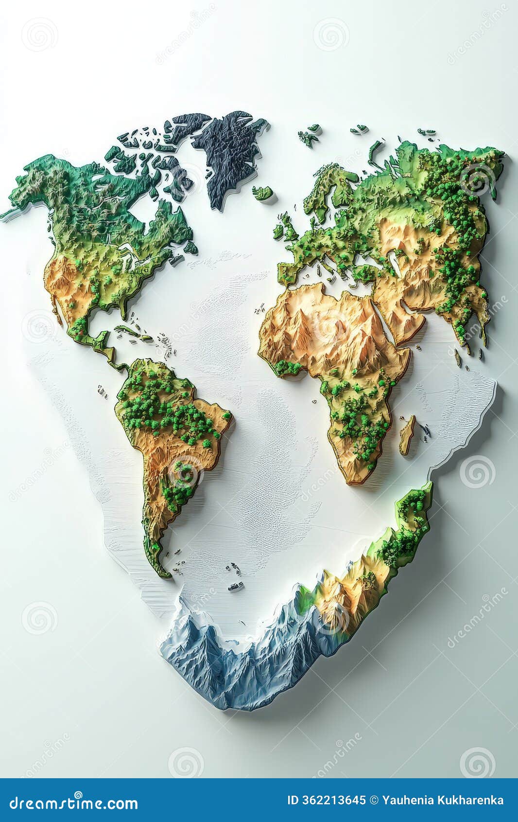 3D World Map with Topography Stock Illustration - Illustration of ...