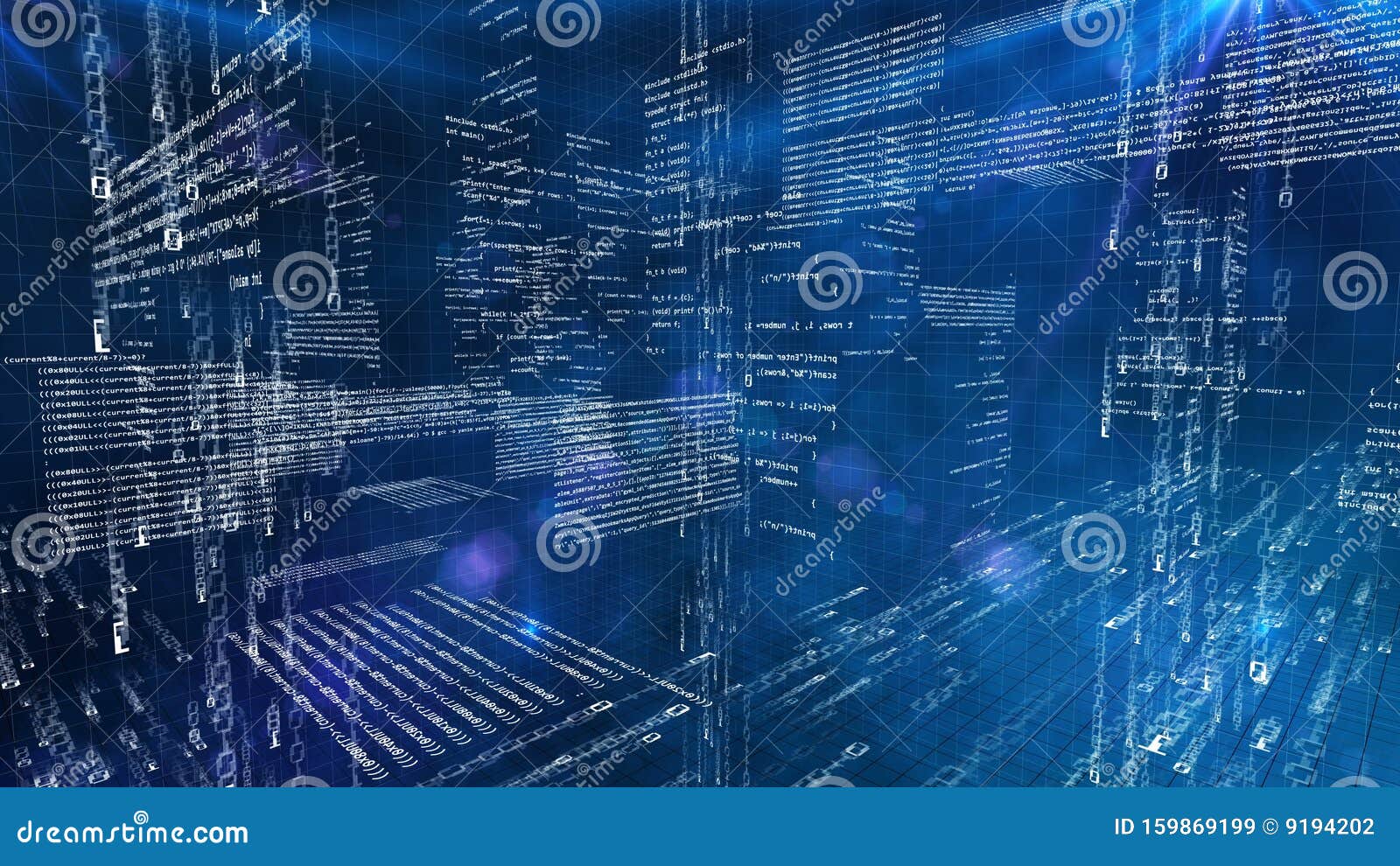 3d World of Programming Inside Computer, Machine Symbols Code ...