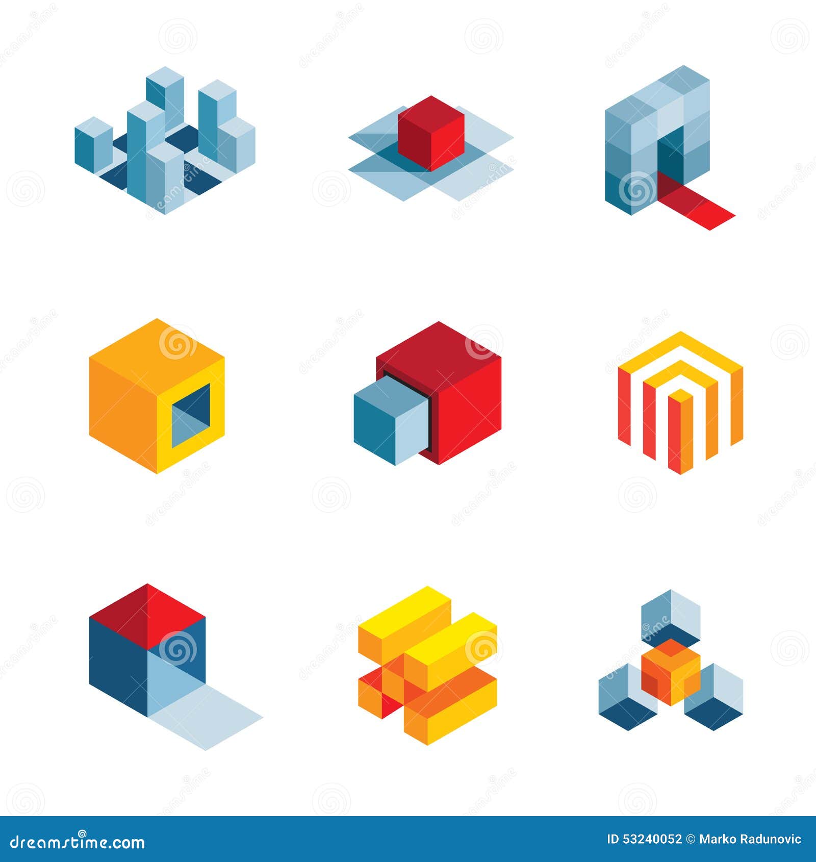 3D World Startup Idea Creative Virtual Company Element Logo Icons Stock ...