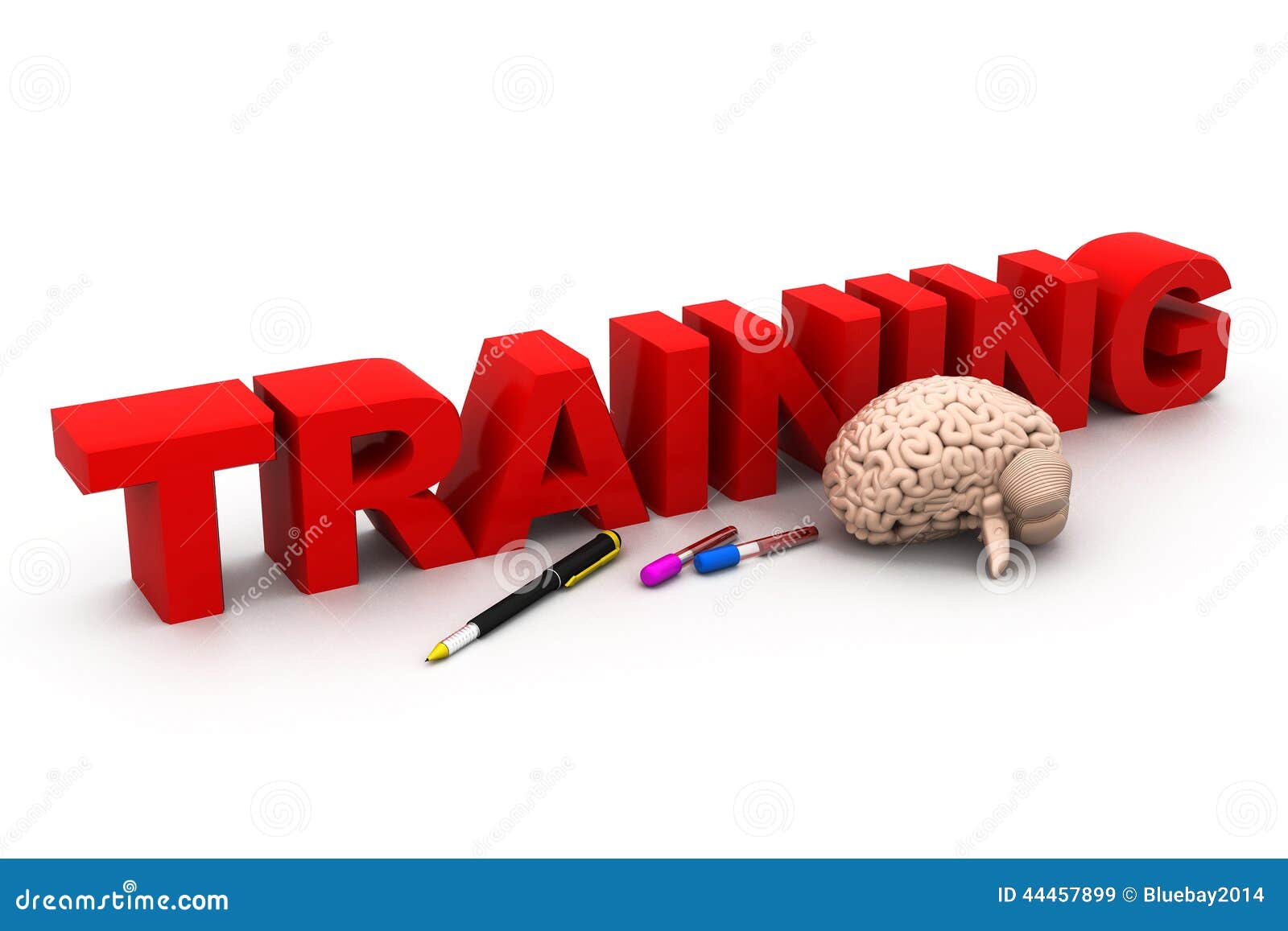 3d World Training with Human Brain and Pen Stock Illustration ...