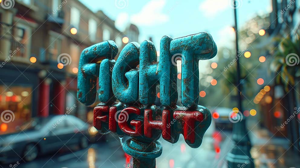 3d Written FIGHT FIGHT in the City Stock Illustration - Illustration of ...