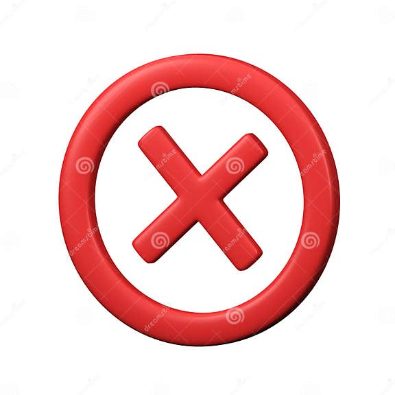 3D Wrong Button in Circle Shape. Red No or Incorrect Sign Render. Red ...