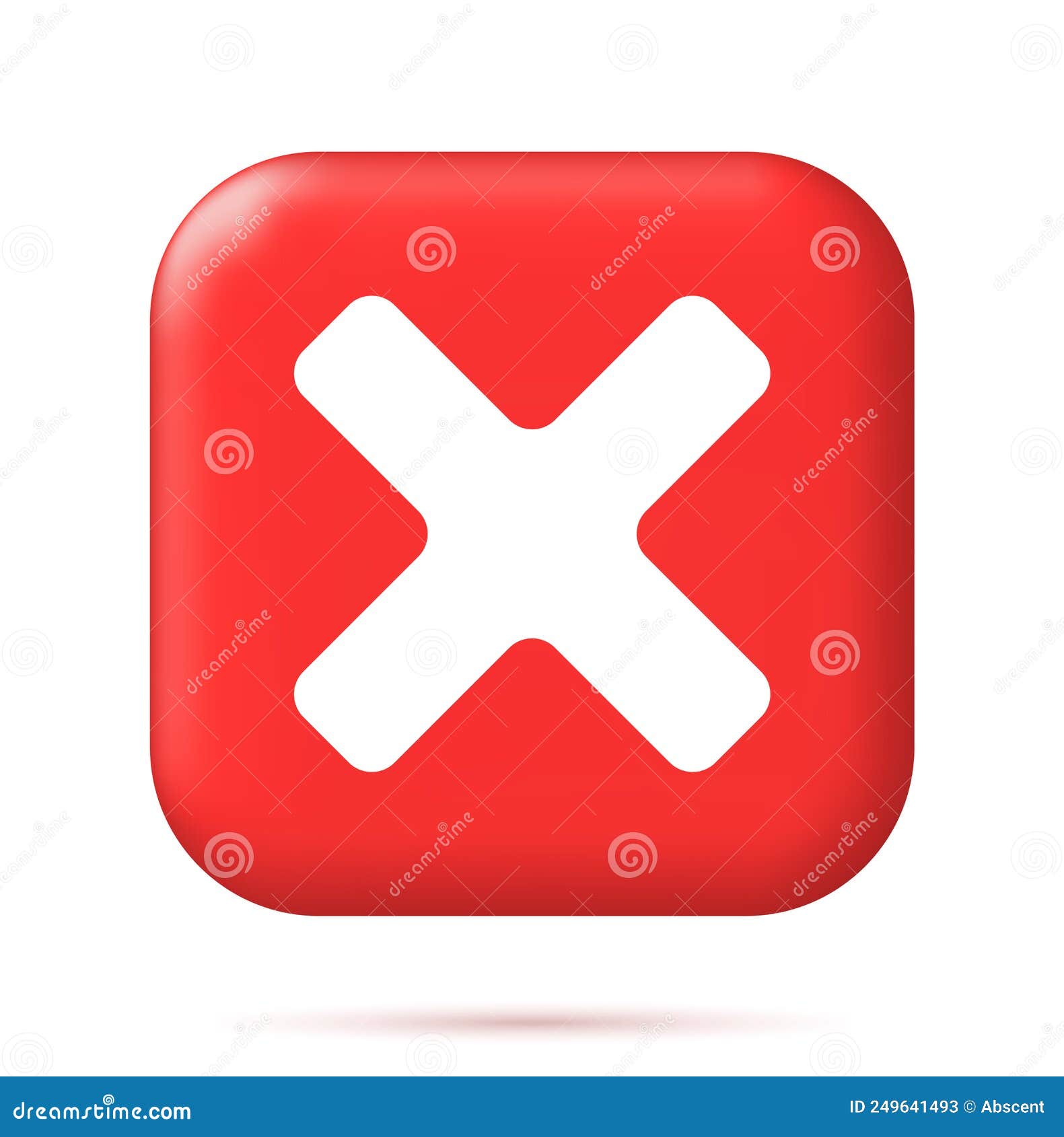 3D Wrong Button in Square Shape. Stock Vector - Illustration of close ...