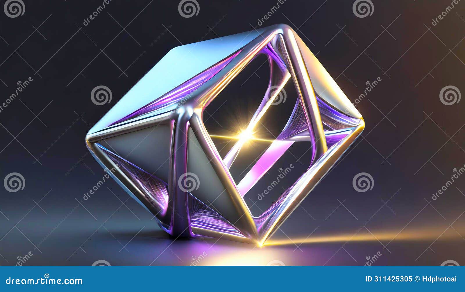 3d Y2k Chrome Holographic Glossy Element. Abstract Shape Chrome Metal ...