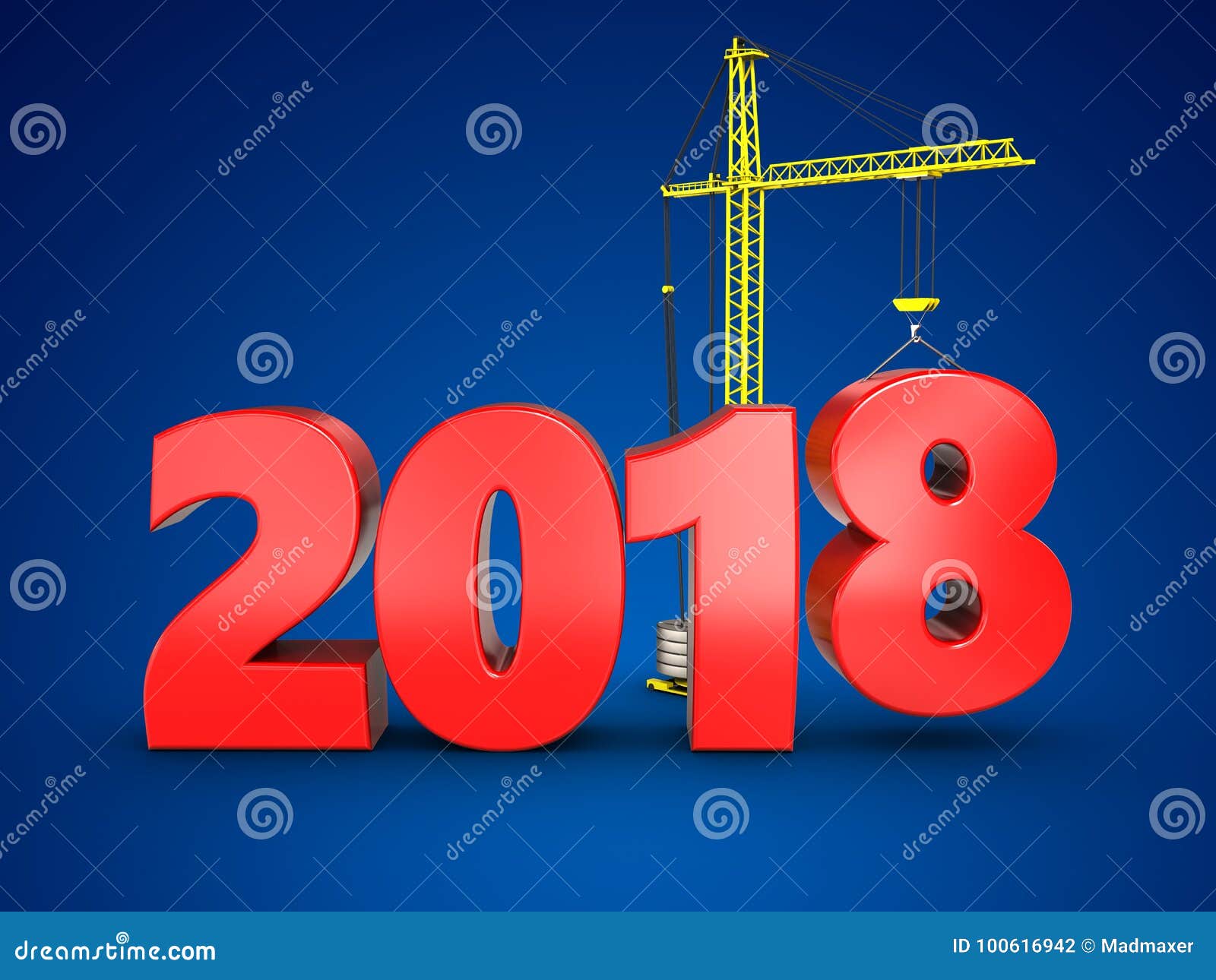 3d 2018 year sign stock illustration. Illustration of render - 100616942