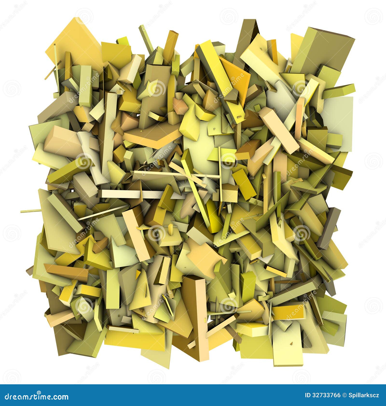3d Yellow Abstract Fragmented Pattern Backdrop Stock Illustration ...