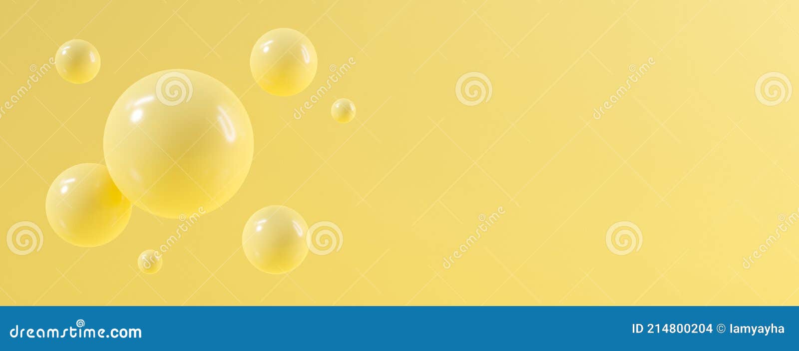 3d Yellow Background Abstract Texture with Bubble Party. Realistic 3d ...