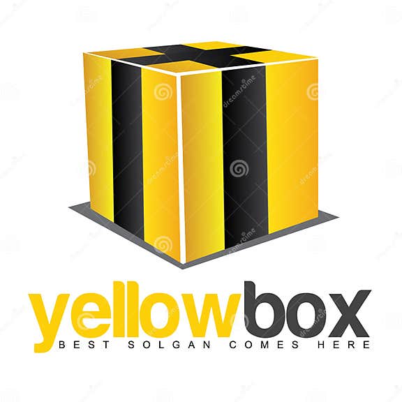 3D Yellow Box Black Stripes Logo Stock Illustration - Illustration of ...