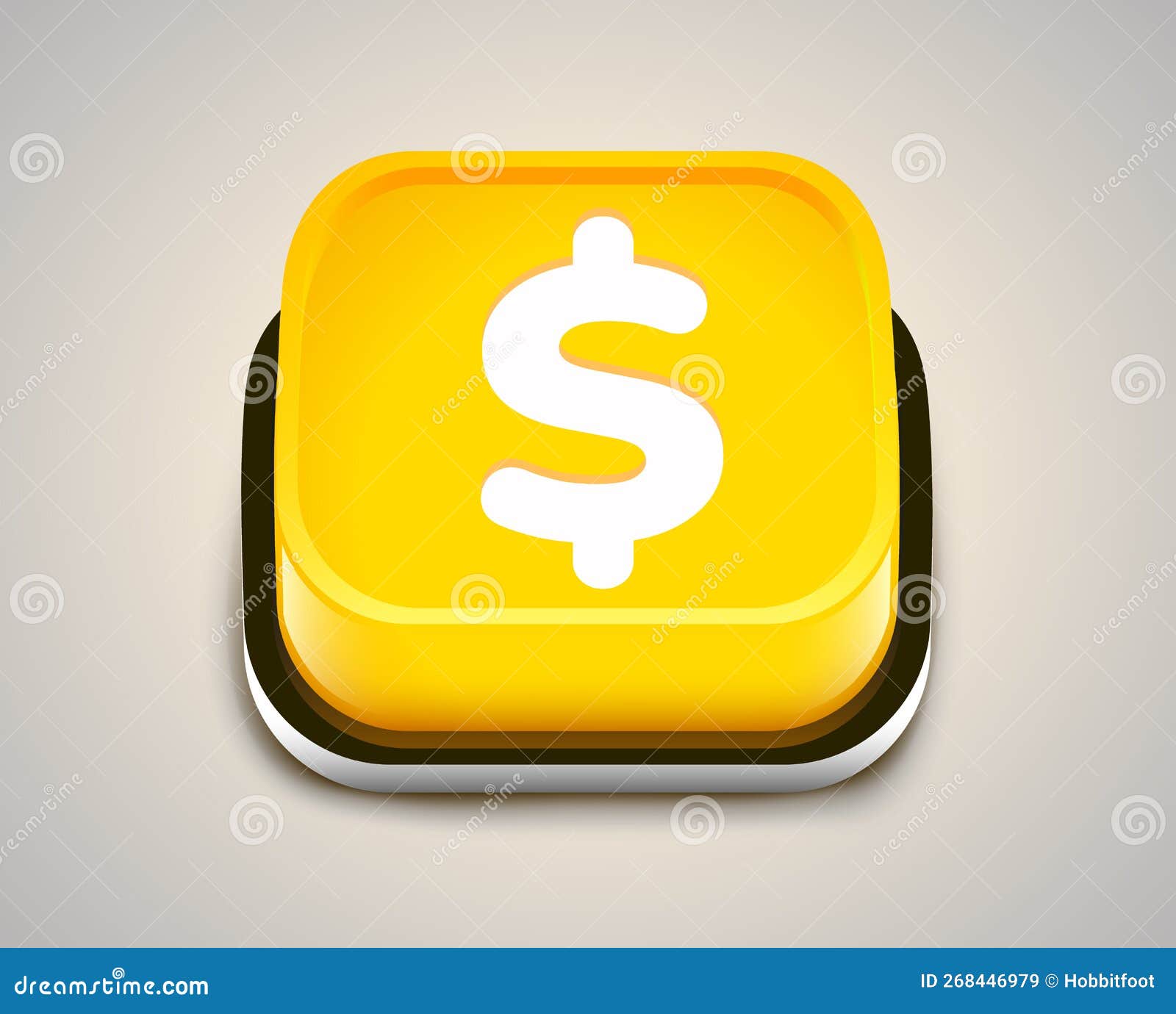 3d Yellow Button with Dollar Sign. Stock Vector - Illustration of ...