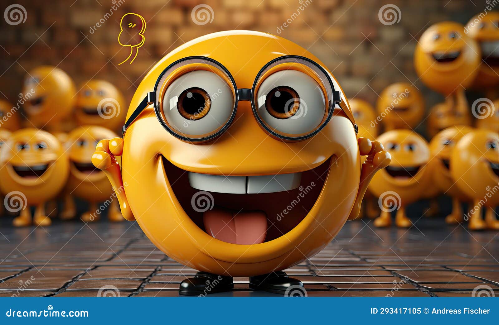 3d Yellow Cartoon Smiling Emoticon, Emotional Emoticon. Stock ...