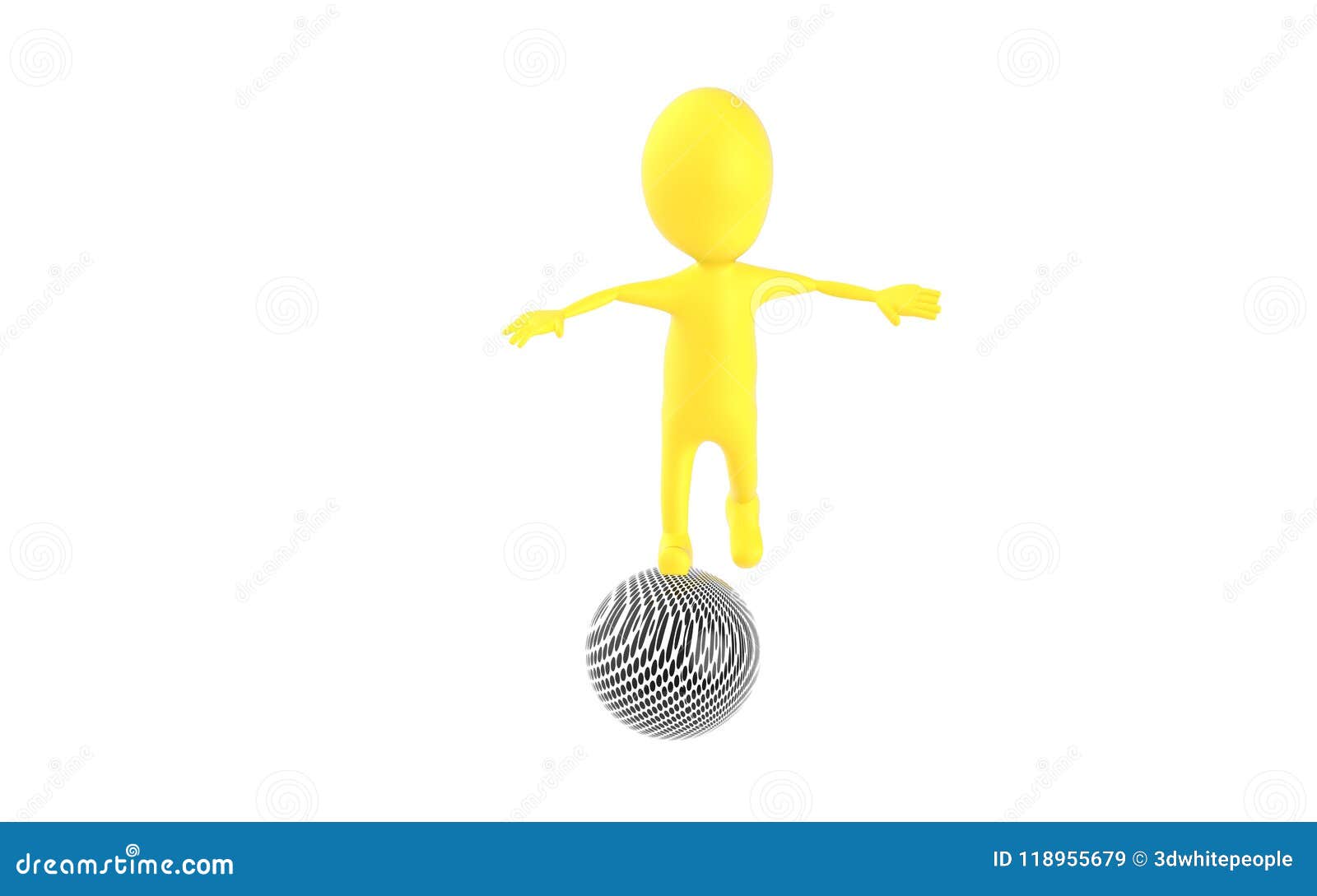 3d Yellow Character , Balancing on a Ball Stock Illustration ...