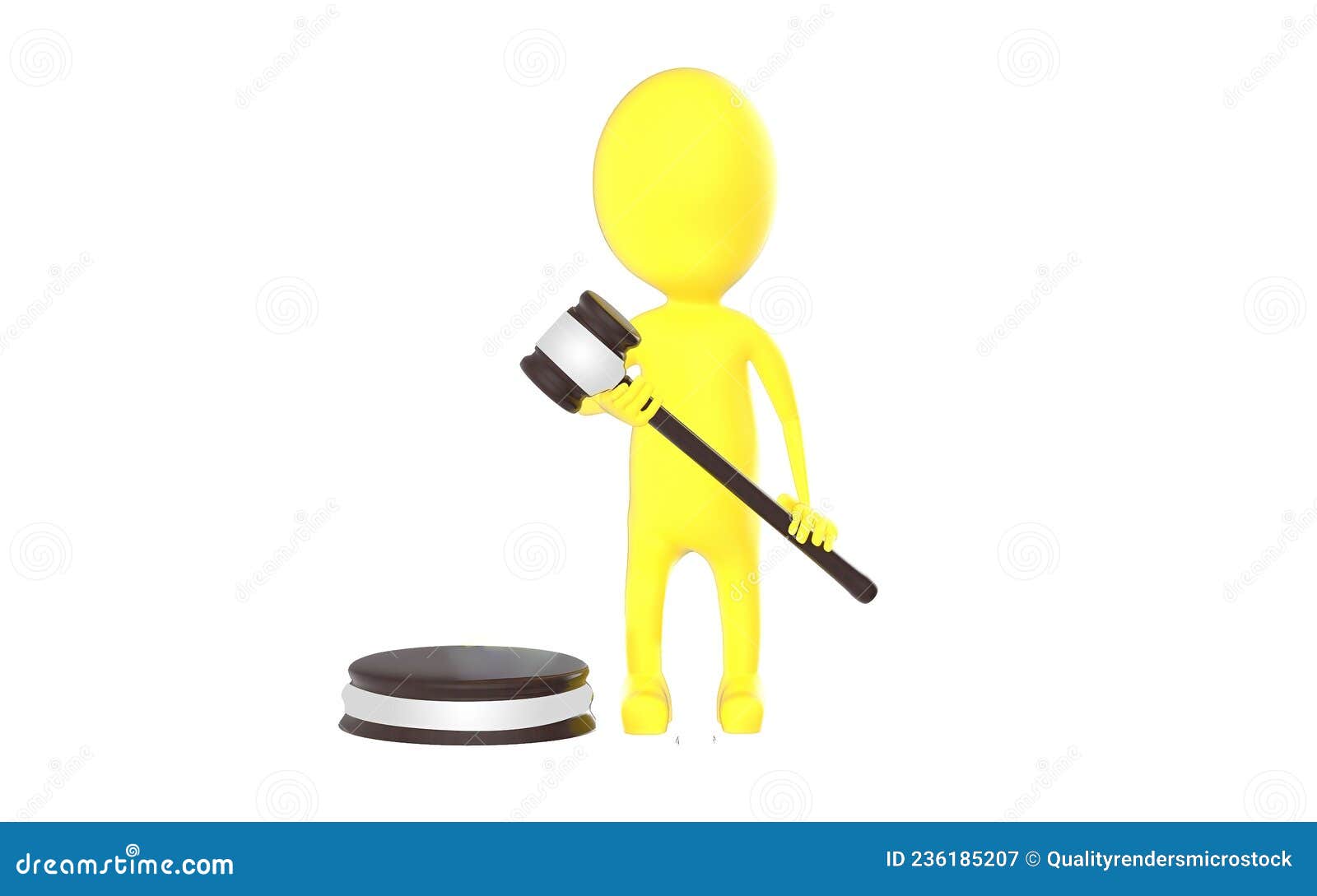 3d Yellow Character Judge Hammer Stock Illustration - Illustration of ...