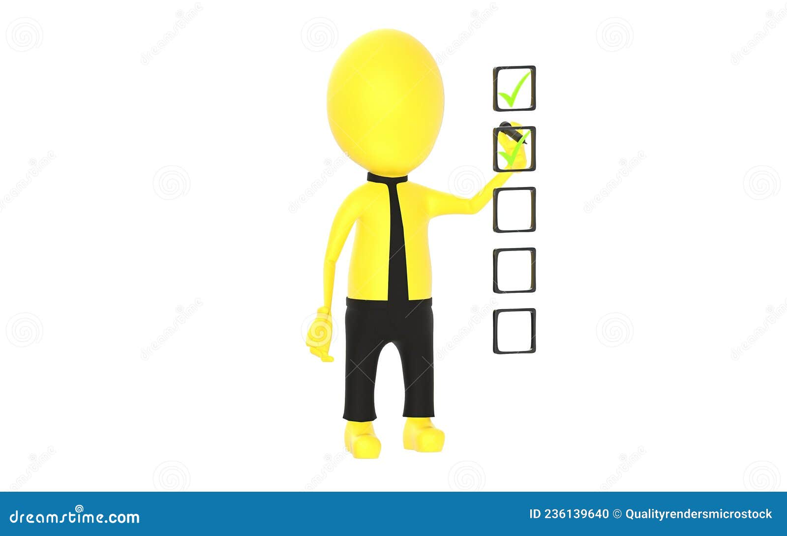 3d Yellow Character Marking Each Column with Tick Marks Using His ...