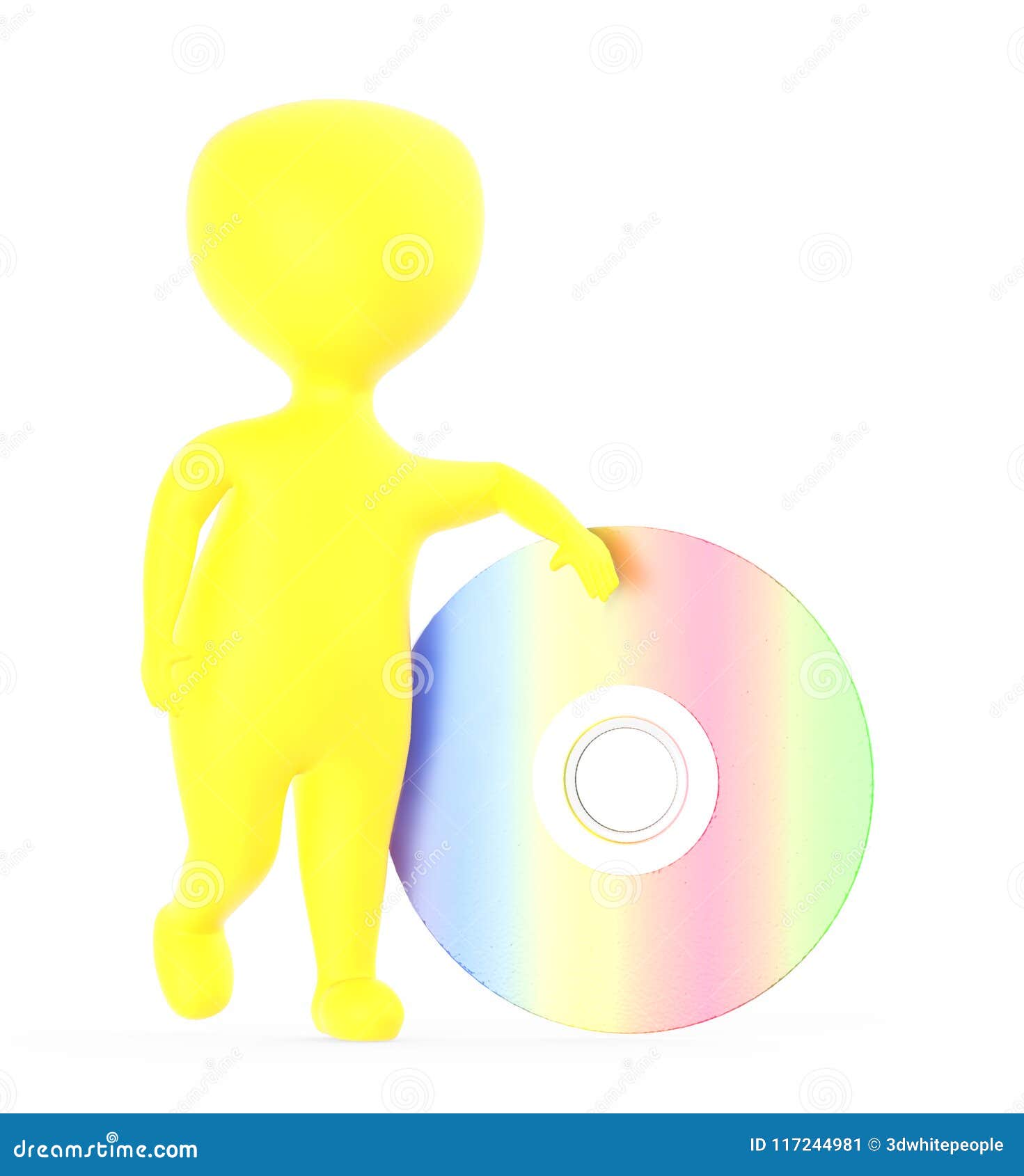 3d Yellow Character Presenting a Storage Disc Stock Illustration ...